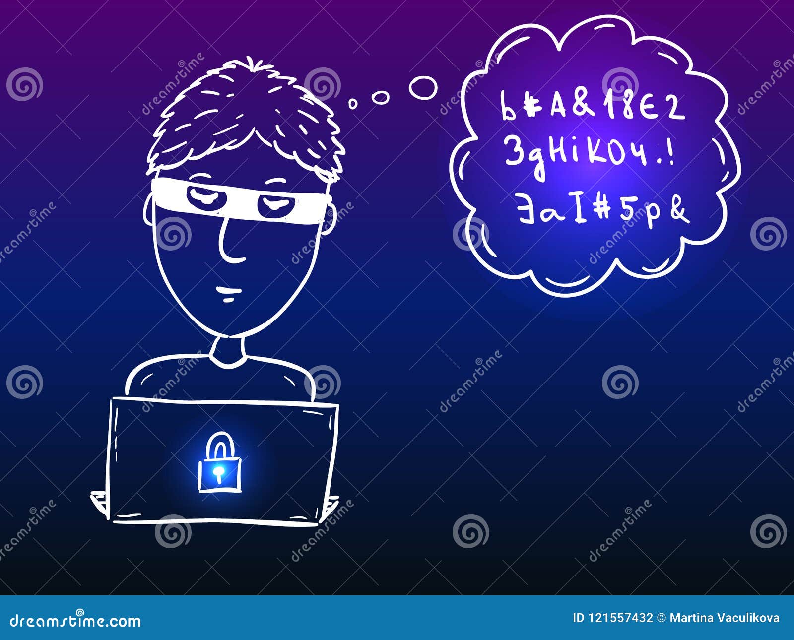 Young Hacker Boy with Laptop Stock Vector - Illustration of line ...