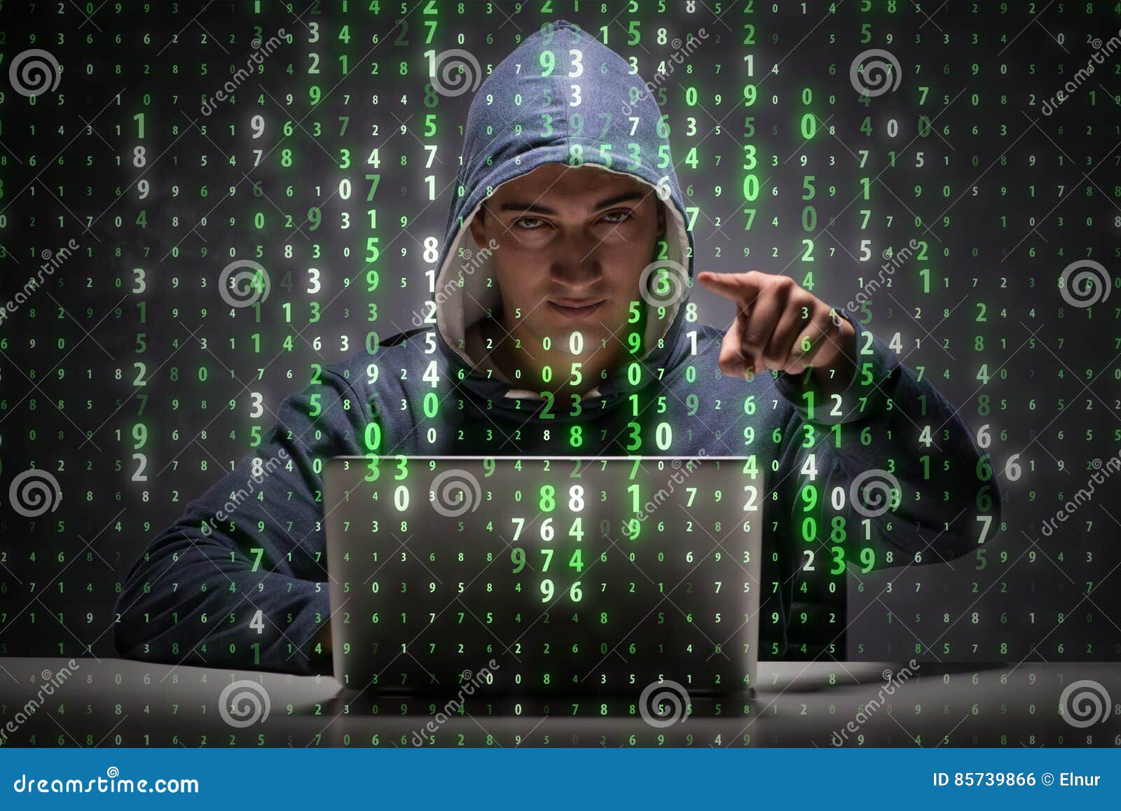 The Young Hacker in Data Security Concept Stock Photo - Image of dark ...