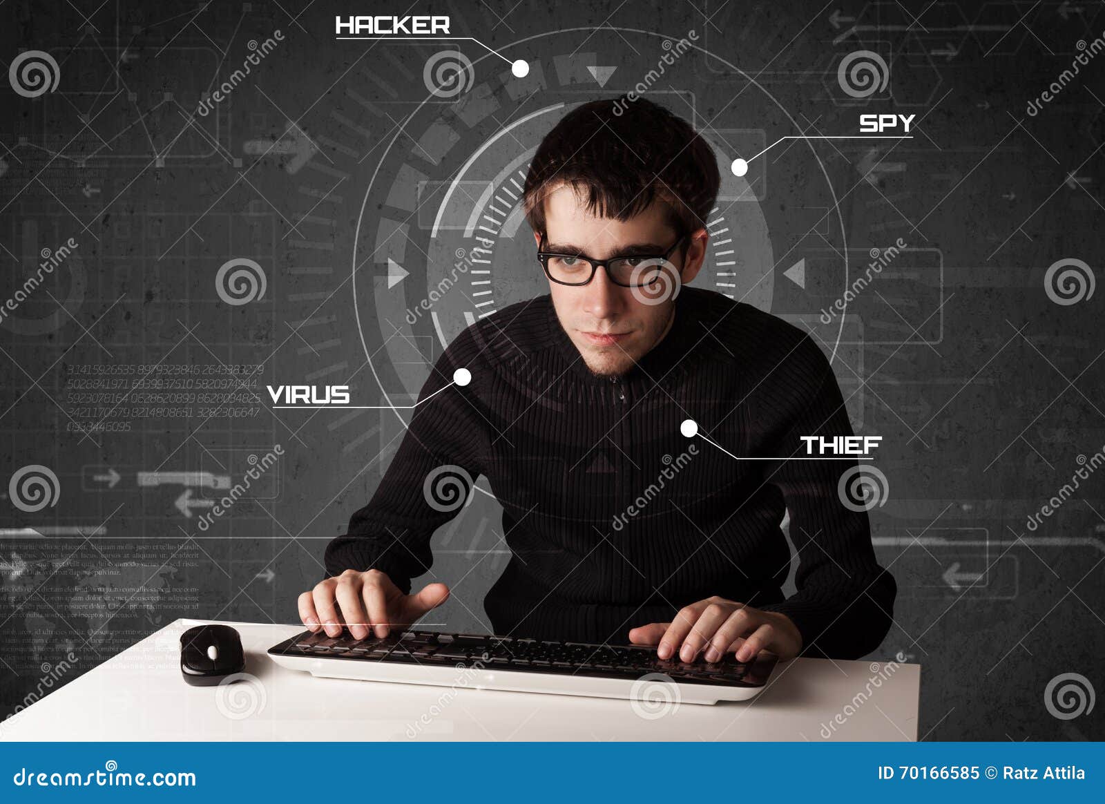 Young Hacker in Futuristic Enviroment Hacking Personal Informati Stock ...