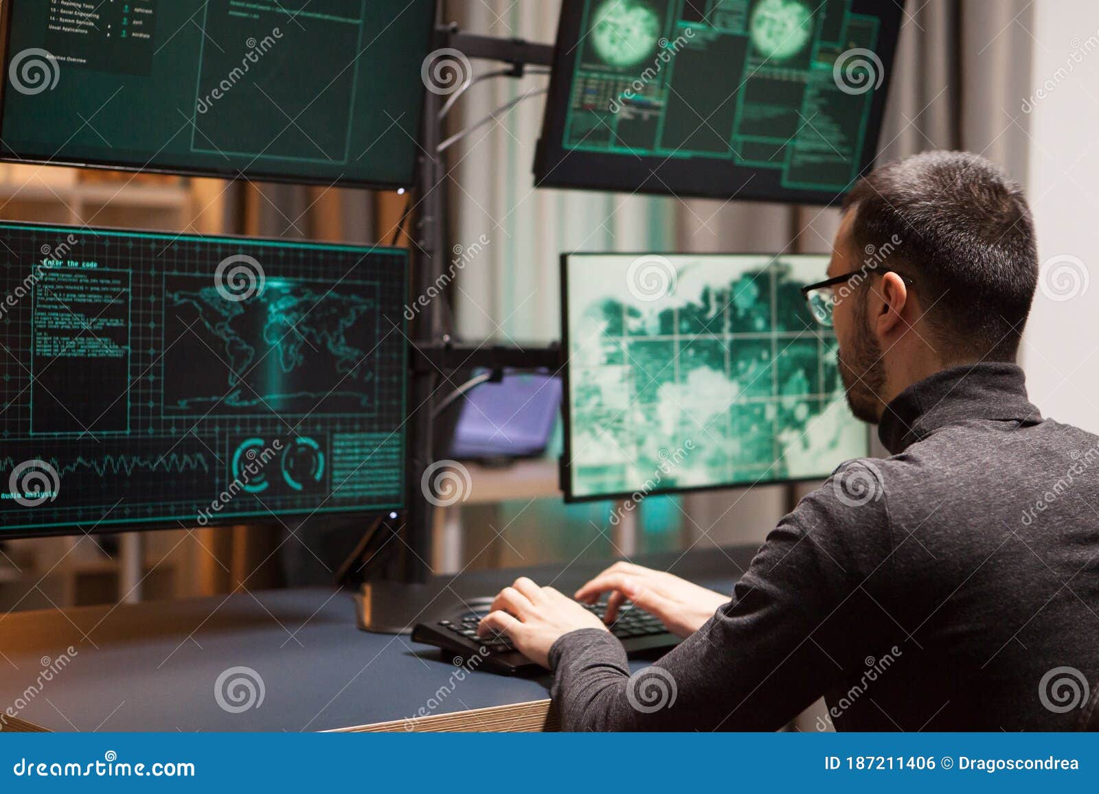 Young Hacker with Glasses Writing a Dangerous Virus Stock Photo - Image ...