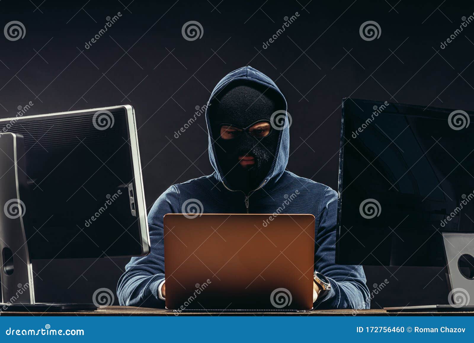 Young hacker in balaclava stock photo. Image of password - 172756460