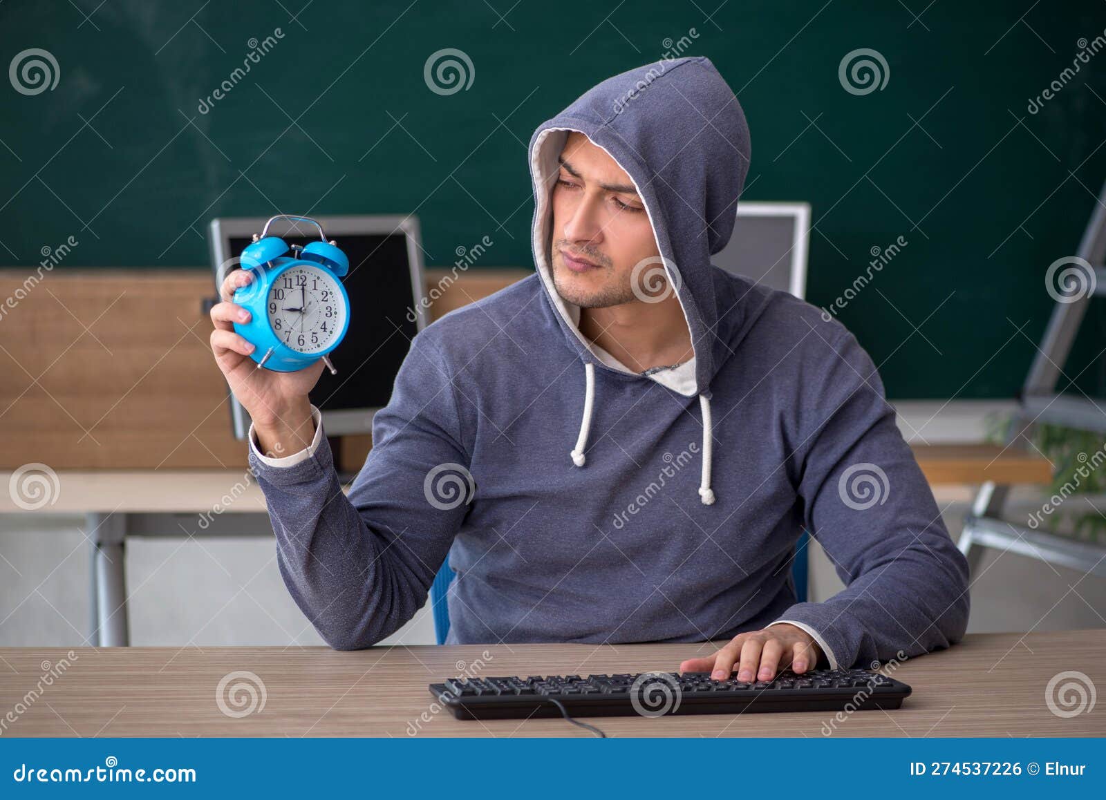 Young Male Hacker Sitting in the Classroom Stock Photo - Image of ...