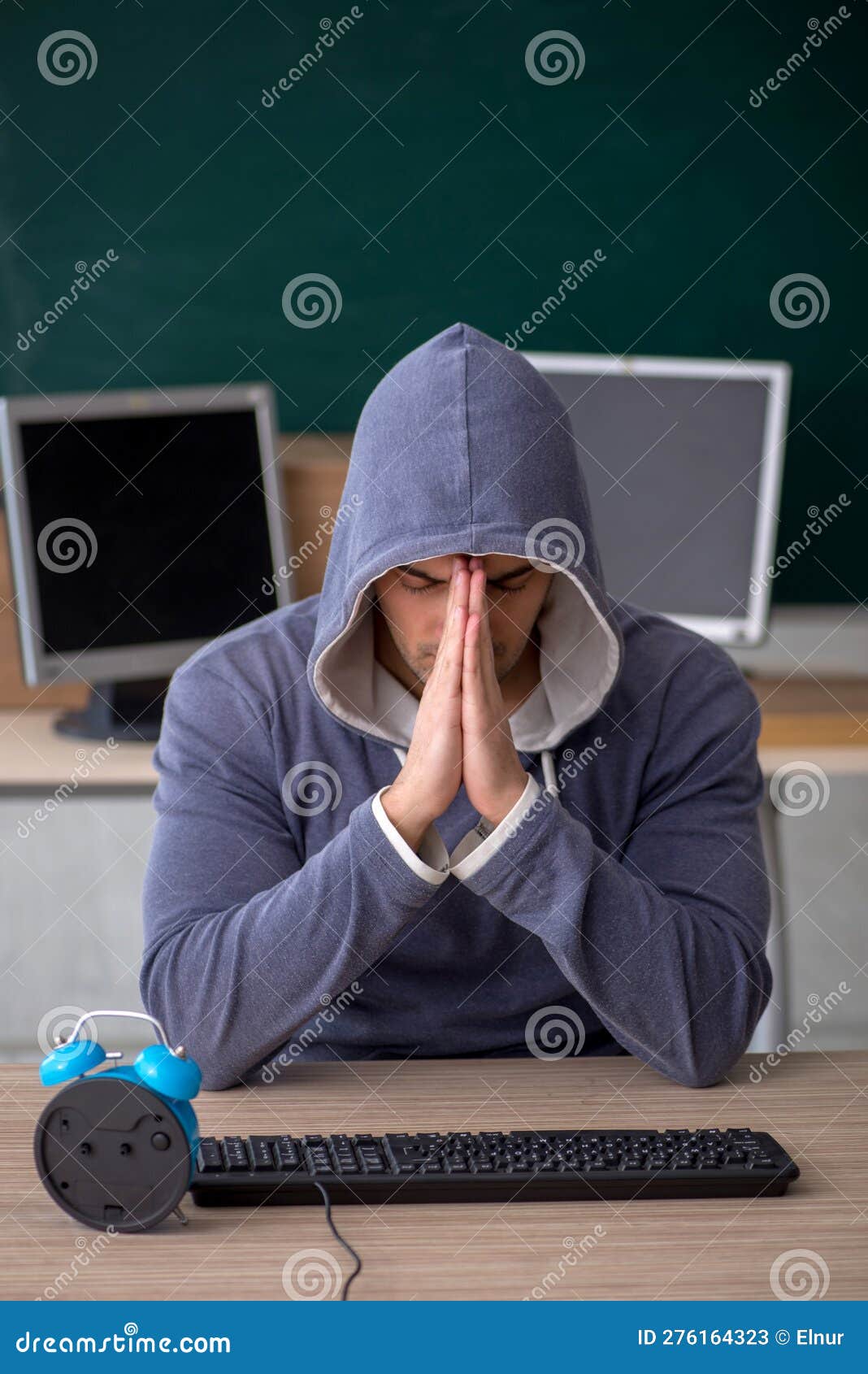 Young Male Hacker Sitting in the Classroom Stock Image - Image of ...