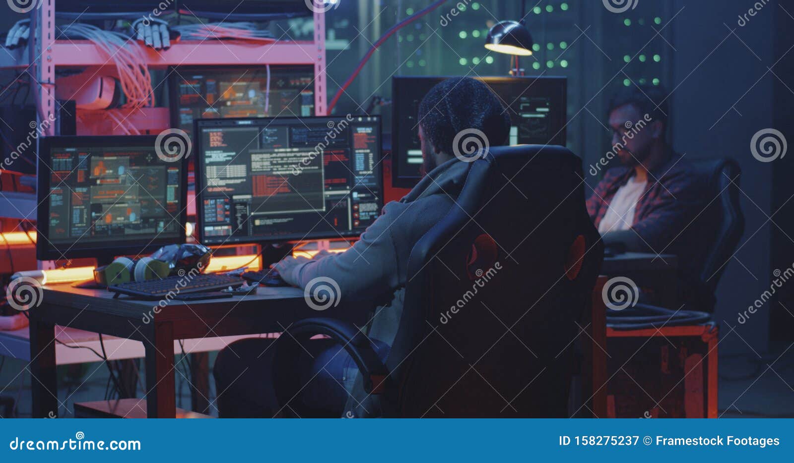 Young Hackers Celebrating Success Stock Image - Image of online ...