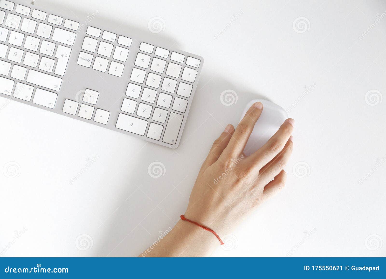 Young Hand Holding Mouse Top View Stock Image - Image of table ...