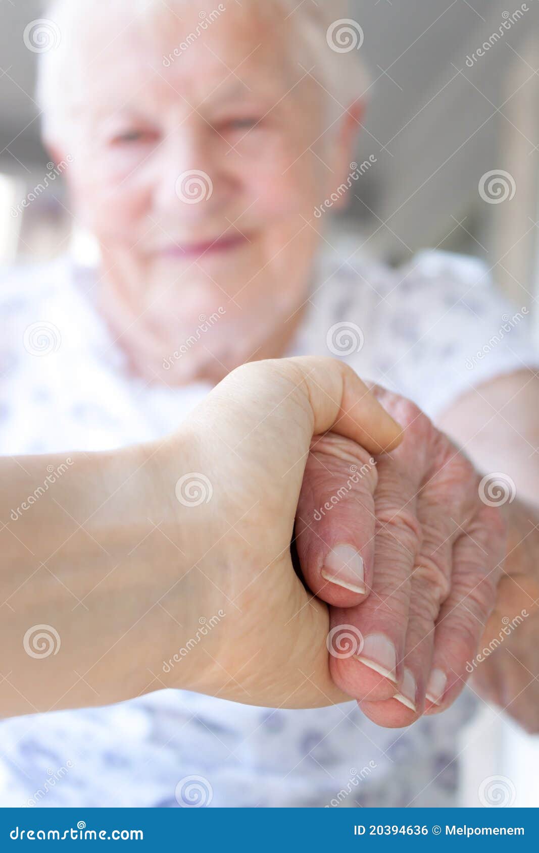 Young Hand Holding Senior Lady Stock Photo - Image of female, face ...