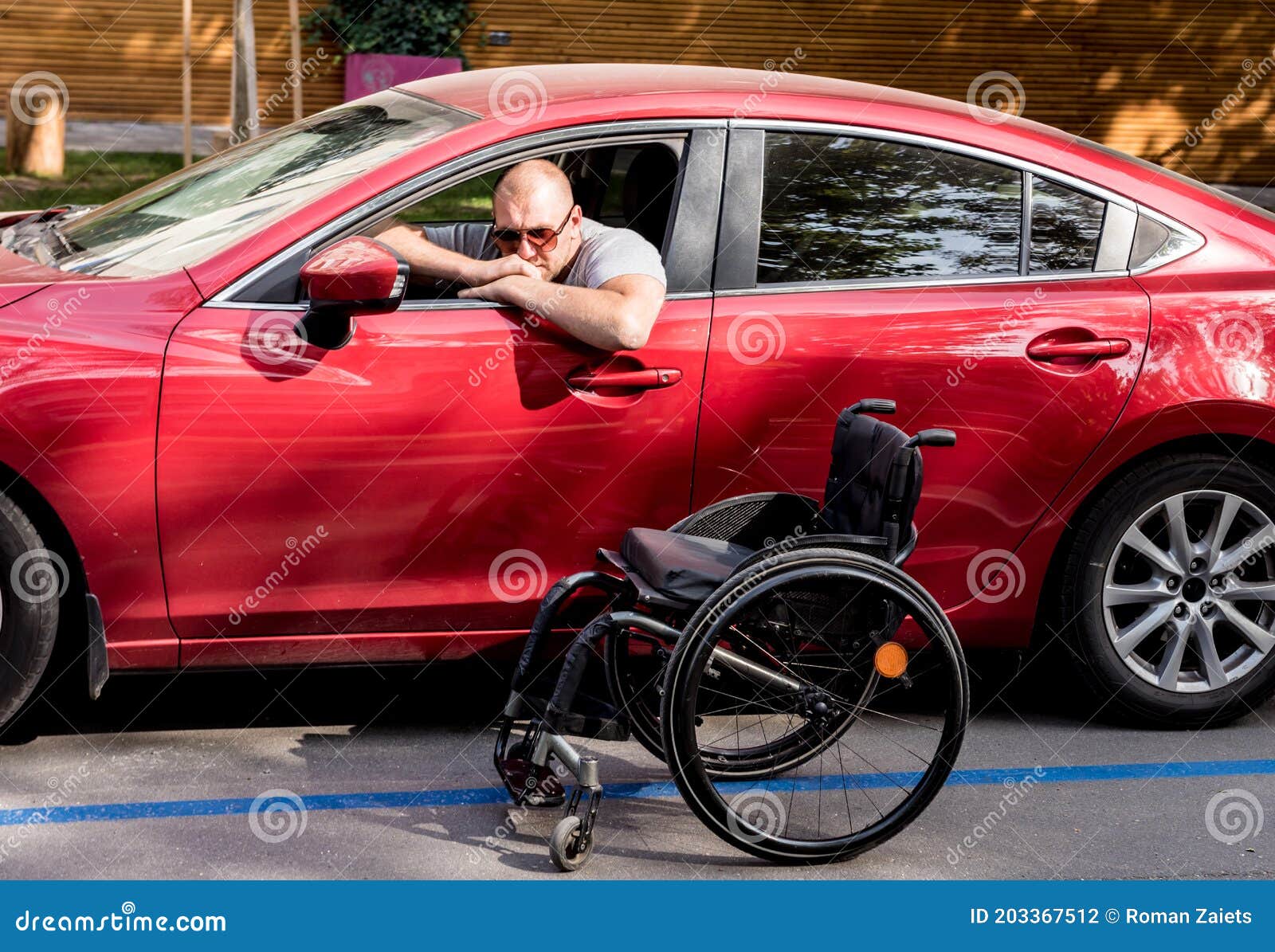 Young Handicapped Man on Driver`s Seat of His Car Stock Photo - Image ...