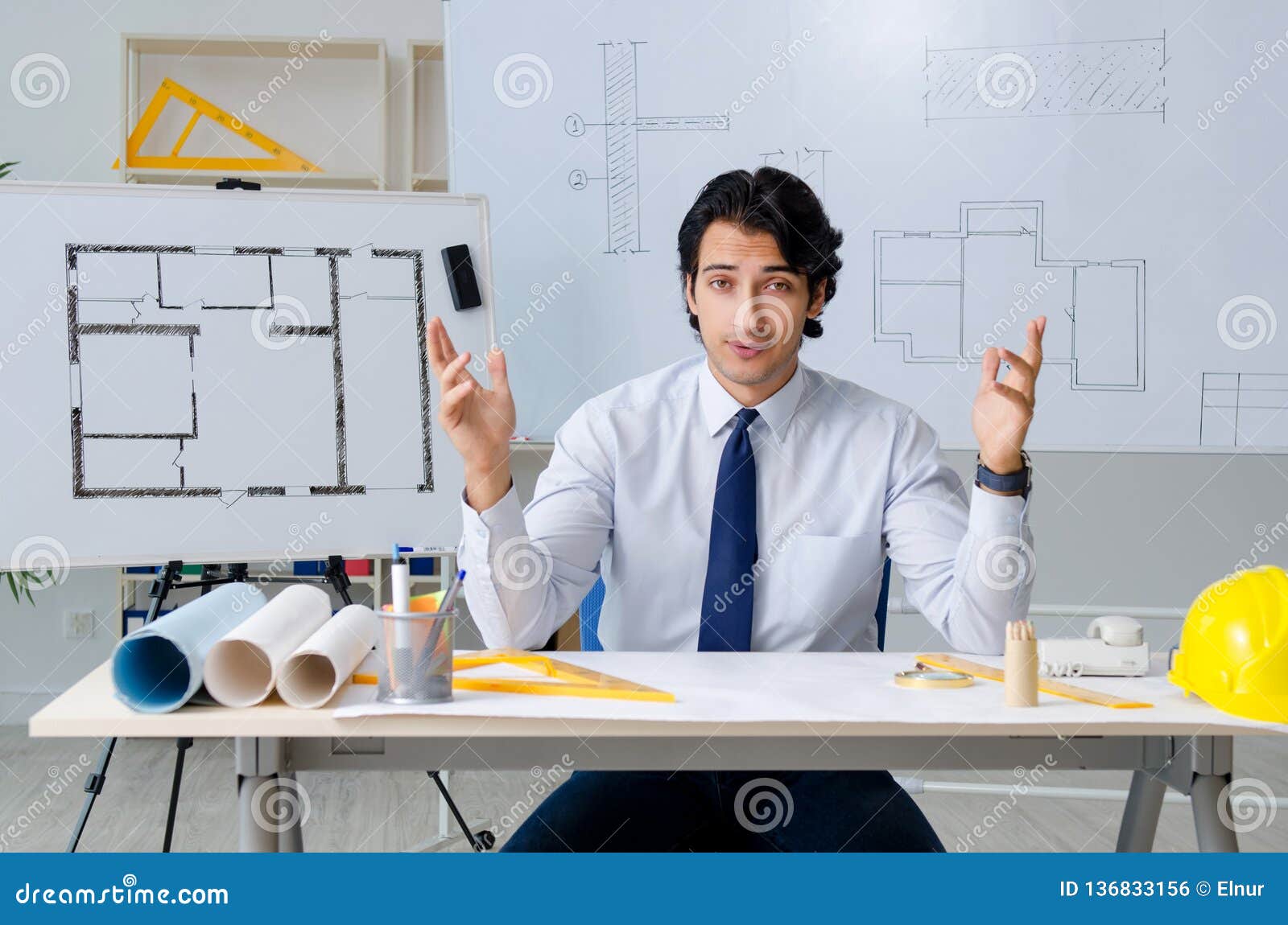 The Young Handsome Architect Working on the Project Stock Photo - Image ...