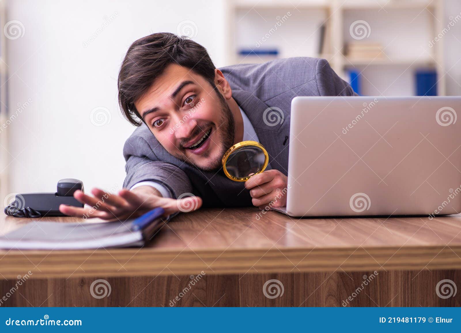 Young Handsome Auditor Working in the Office Stock Image - Image of ...