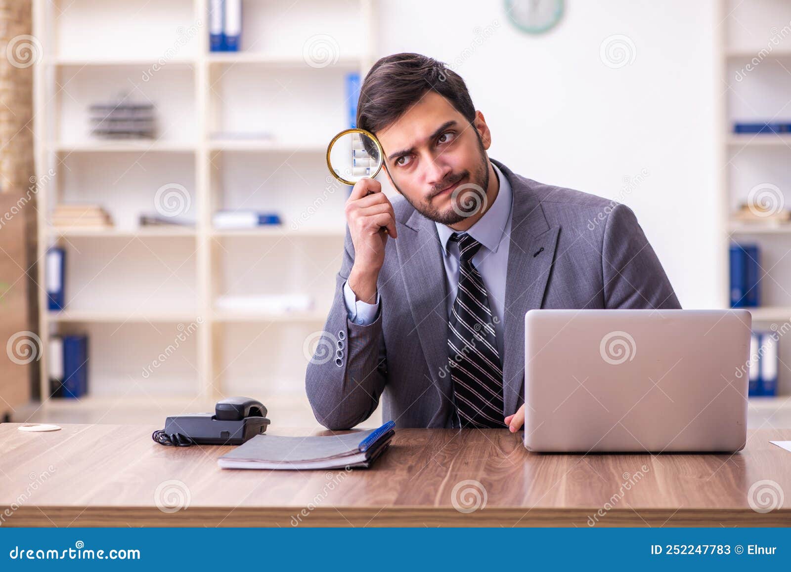 Young Handsome Auditor Working in the Office Stock Image - Image of ...
