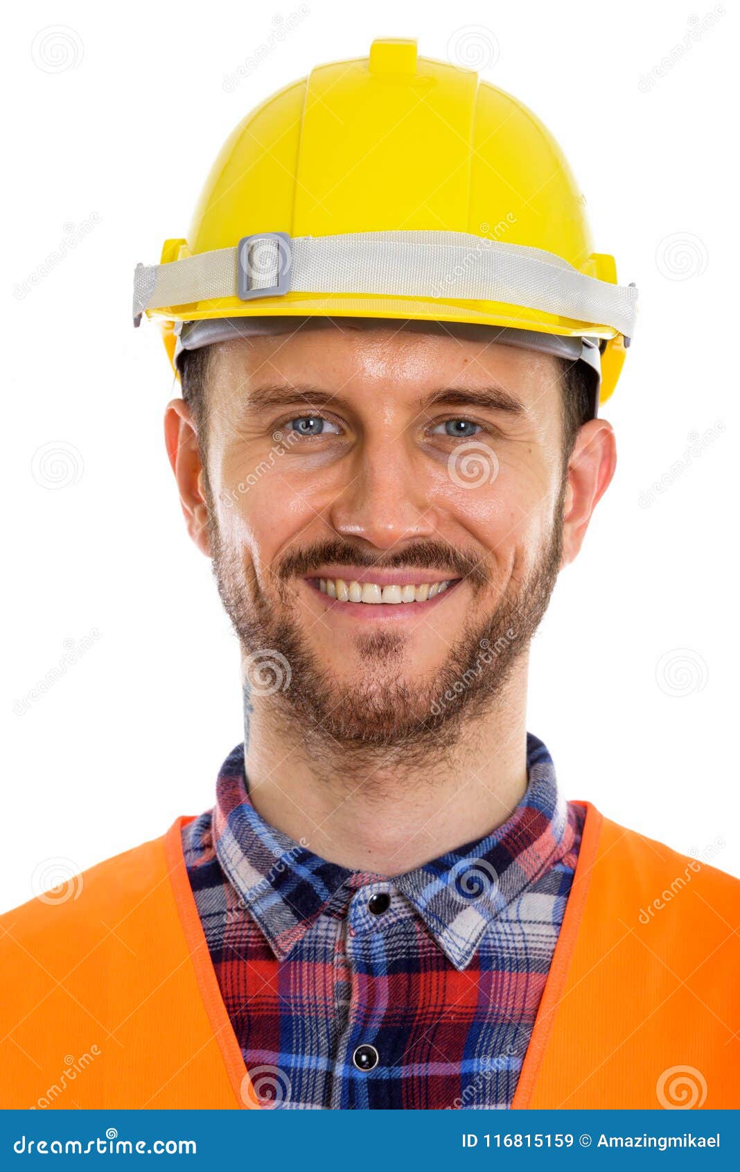 Young Handsome Bearded Man Construction Worker Stock Image - Image of ...