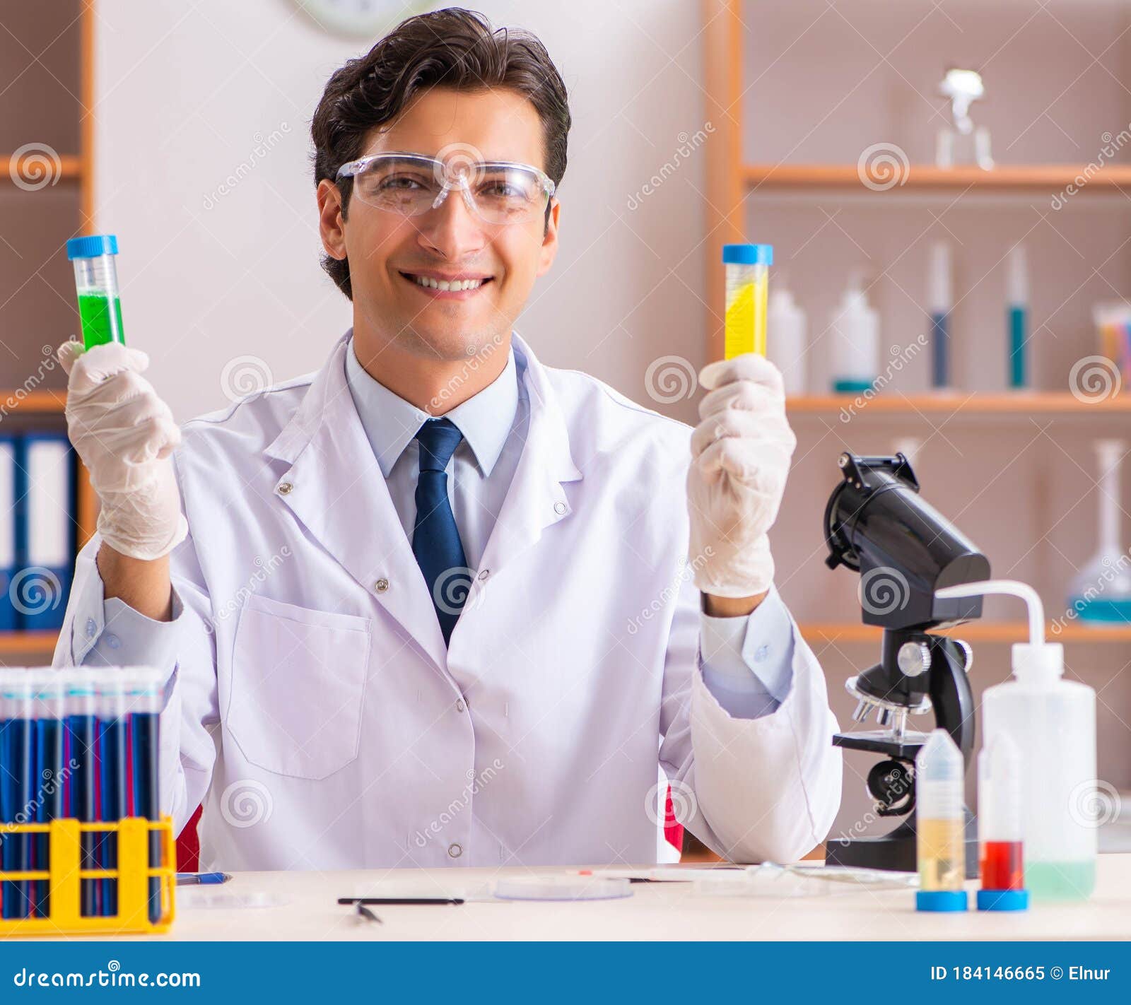 Young Handsome Biochemist Working in the Lab Stock Image - Image of ...