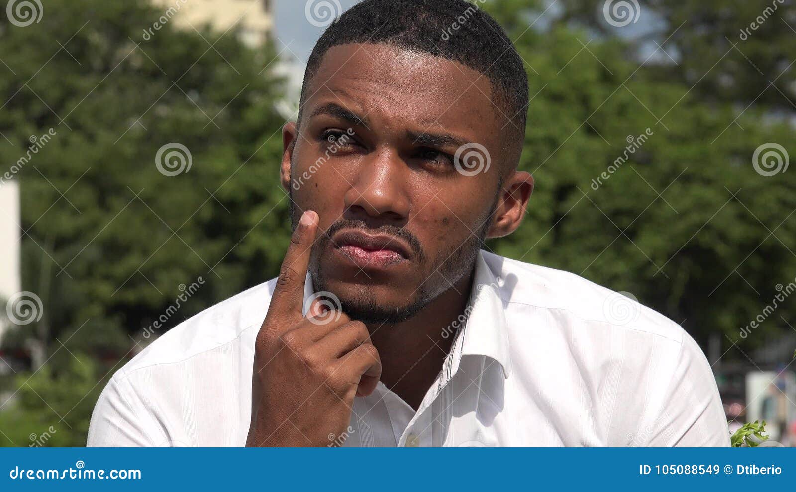 Black man thinking stock video. Video of wondering, logic - 105088549