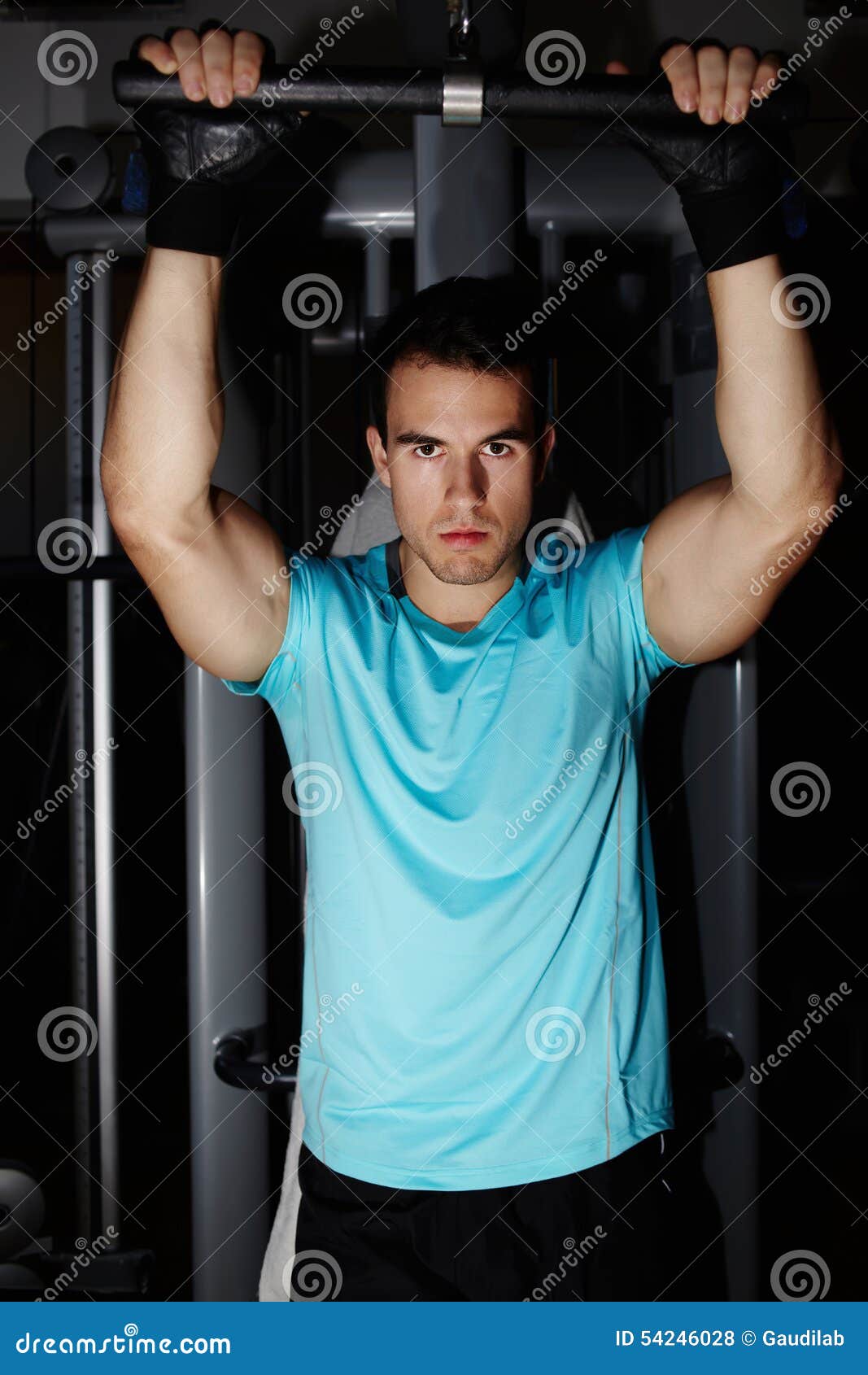 Man Doing Pull-up Under Starry Night. Dark Night Training Hercules ...