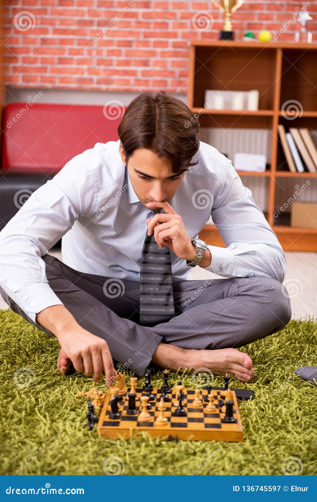 The Young Handsome Boss Playing Chess during Break Stock Image - Image ...