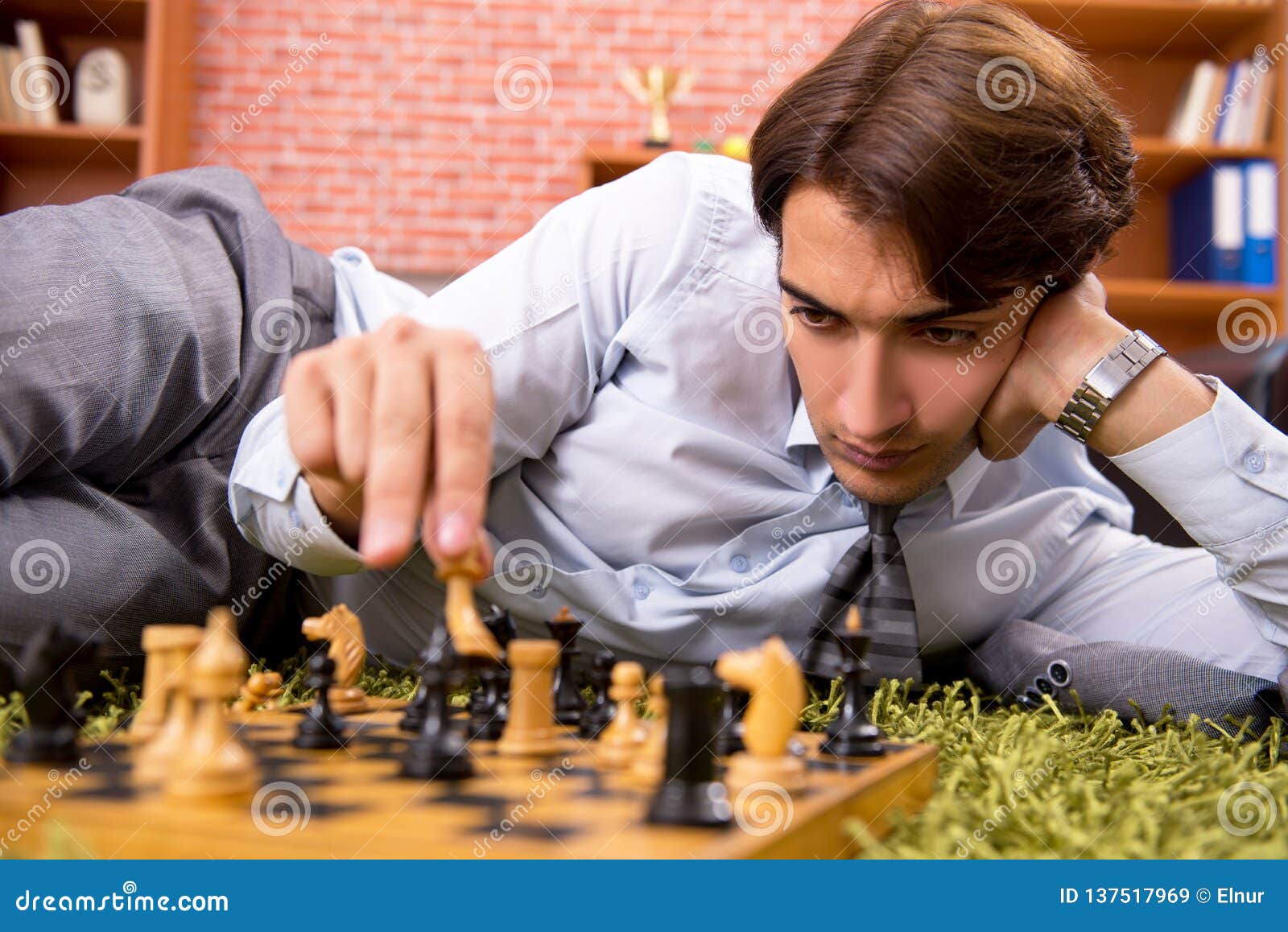 The Young Handsome Boss Playing Chess during Break Stock Image - Image ...