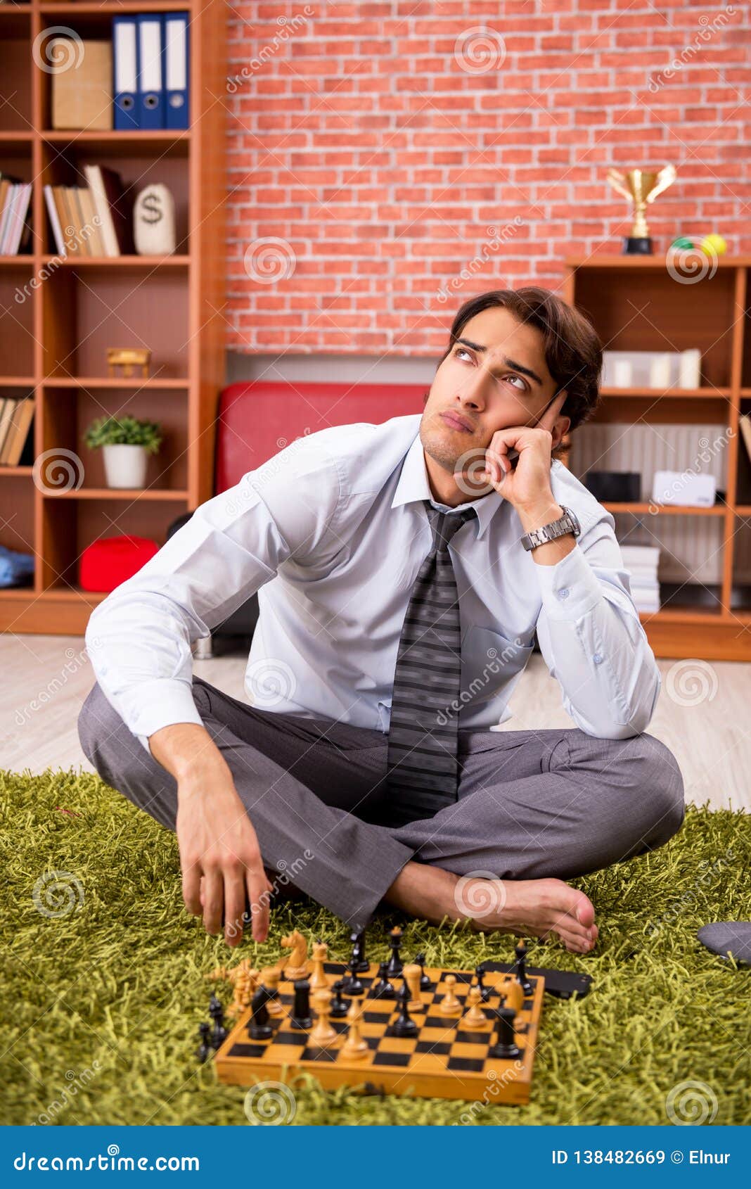 The Young Handsome Boss Playing Chess during Break Stock Image - Image ...