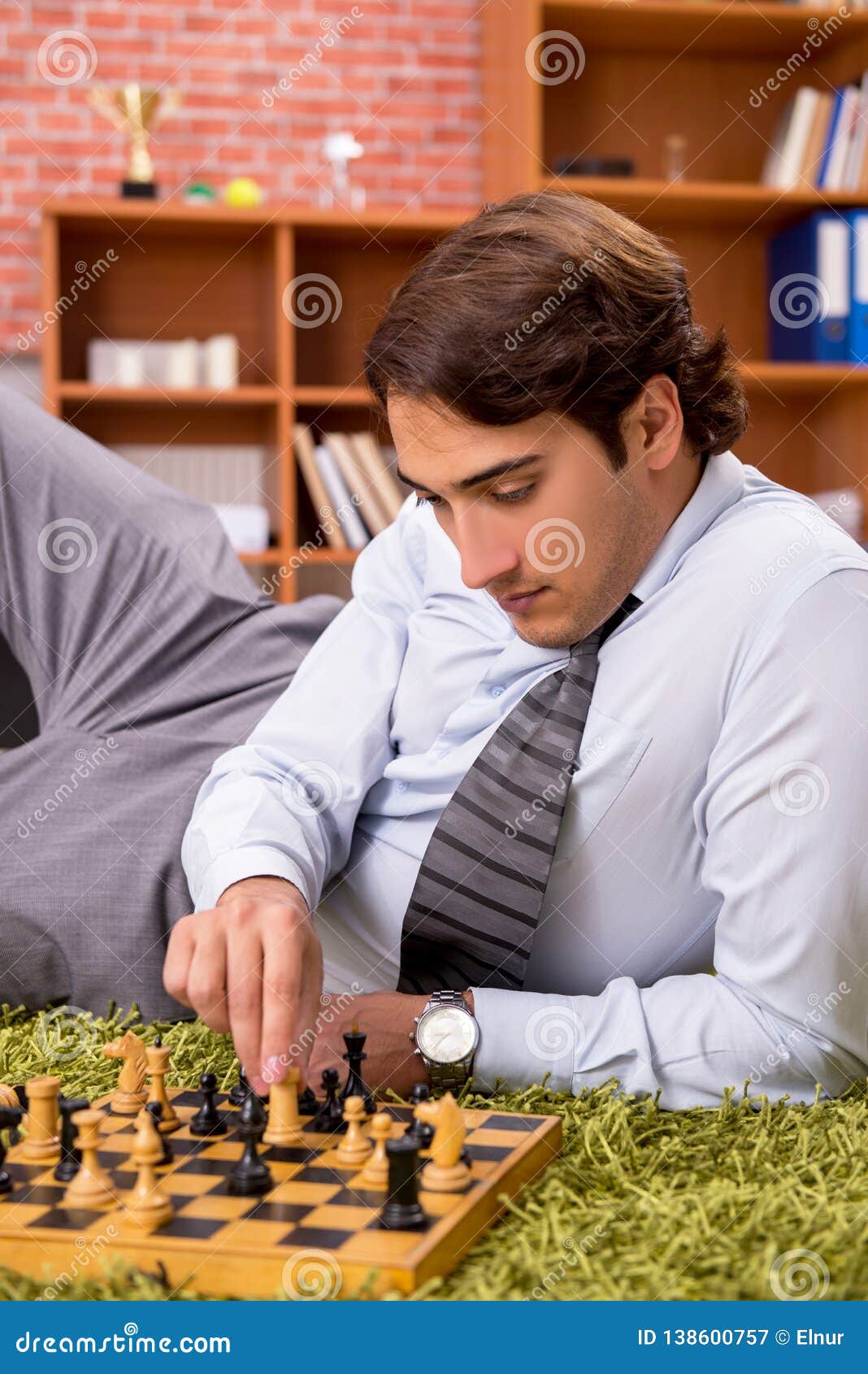 The Young Handsome Boss Playing Chess during Break Stock Image - Image ...