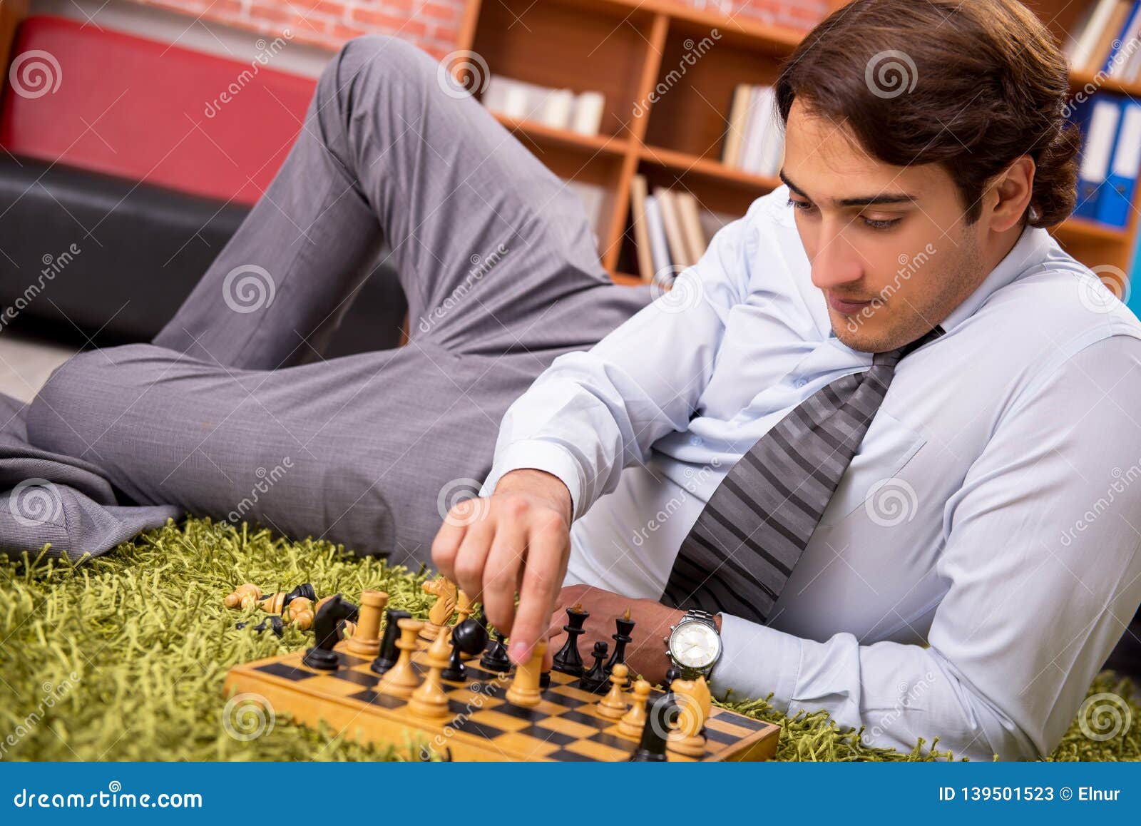 The Young Handsome Boss Playing Chess during Break Stock Image - Image ...