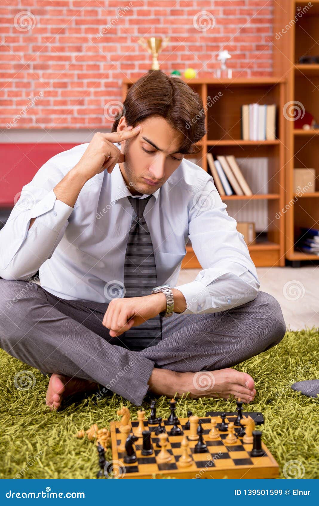 The Young Handsome Boss Playing Chess during Break Stock Image - Image ...