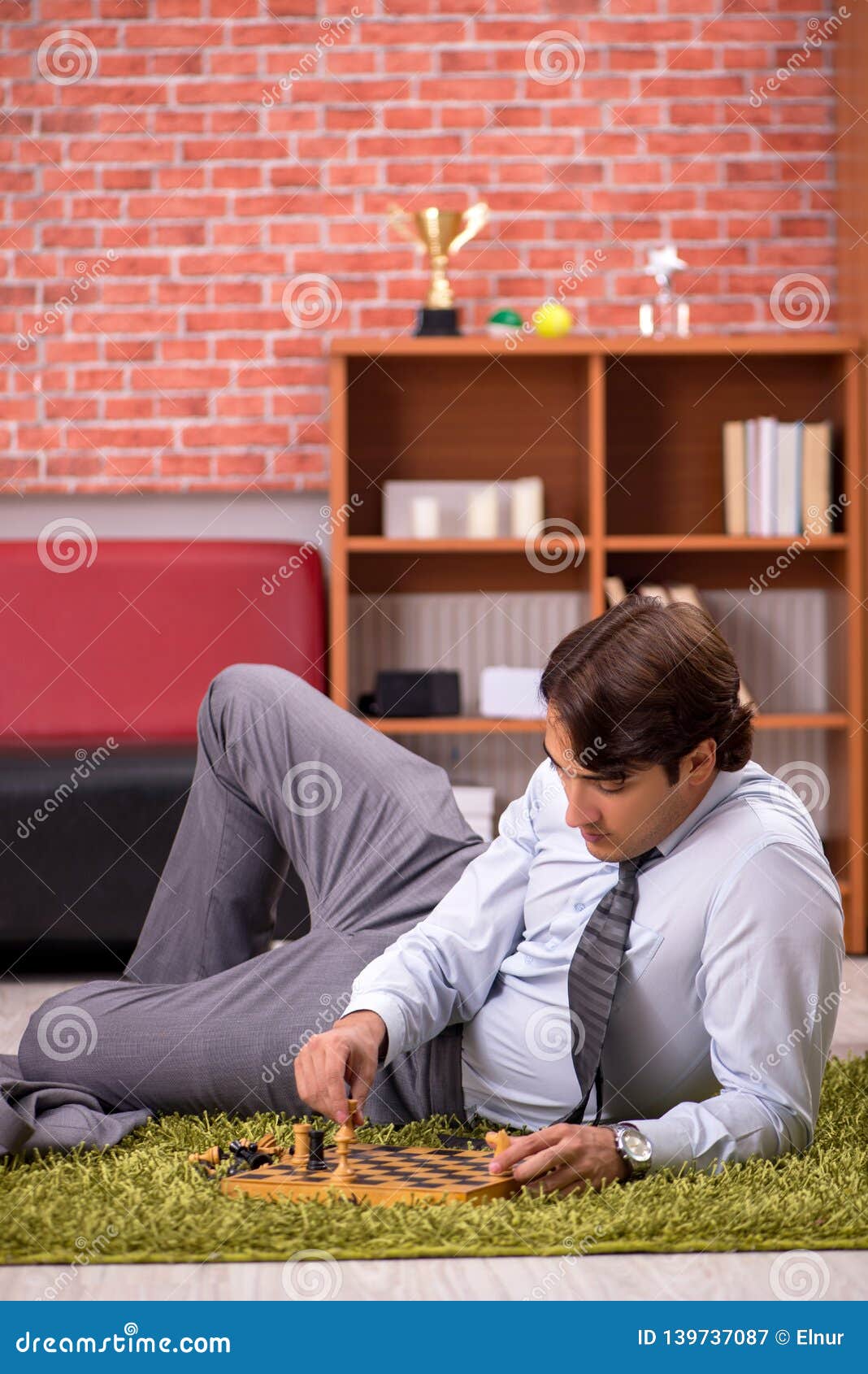 The Young Handsome Boss Playing Chess during Break Stock Image - Image ...