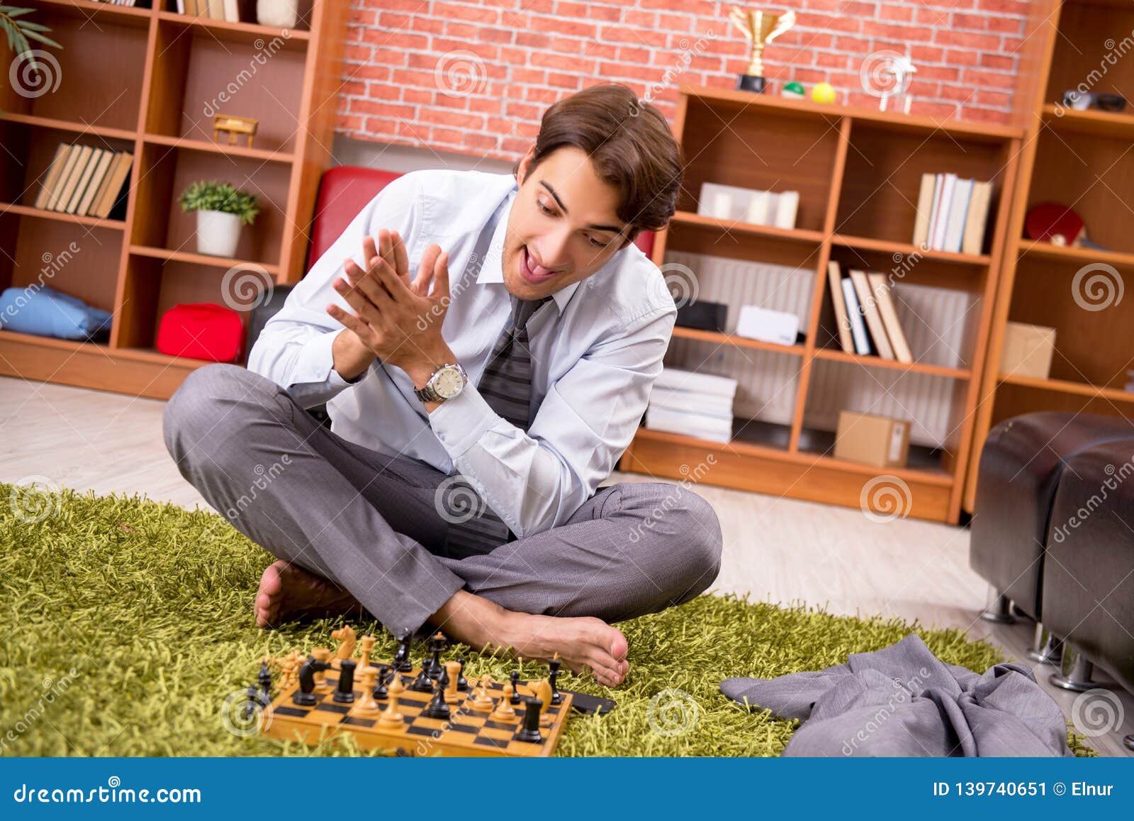 The Young Handsome Boss Playing Chess during Break Stock Image - Image ...