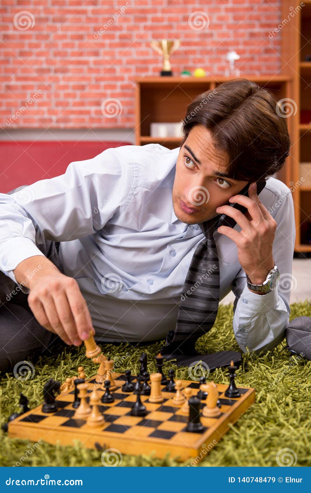 The Young Handsome Boss Playing Chess during Break Stock Image - Image ...