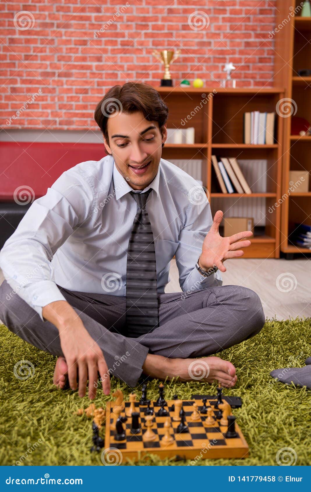 The Young Handsome Boss Playing Chess during Break Stock Photo - Image ...