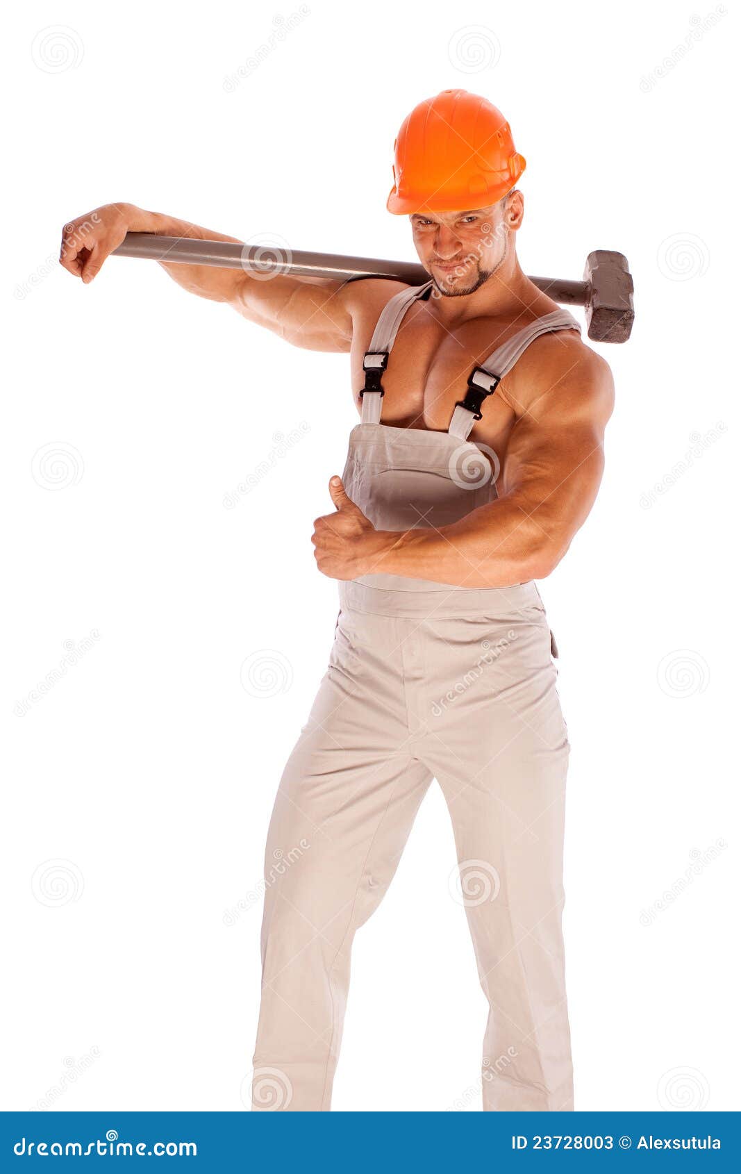 Young and Handsome Builder with a Sledgehammer and Stock Image - Image ...