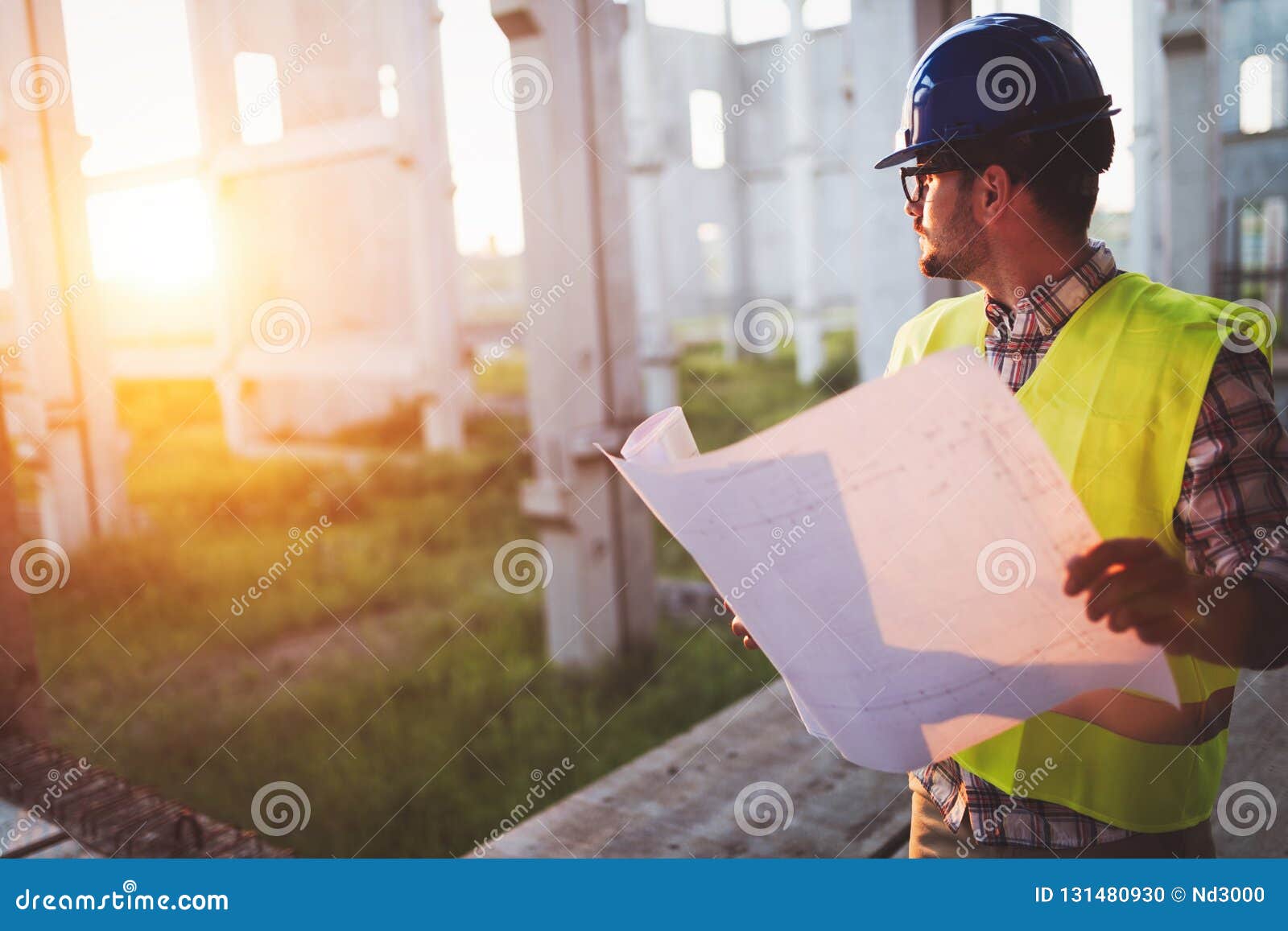 Young Handsome Business Man Construction Site Engineer Stock Photo ...