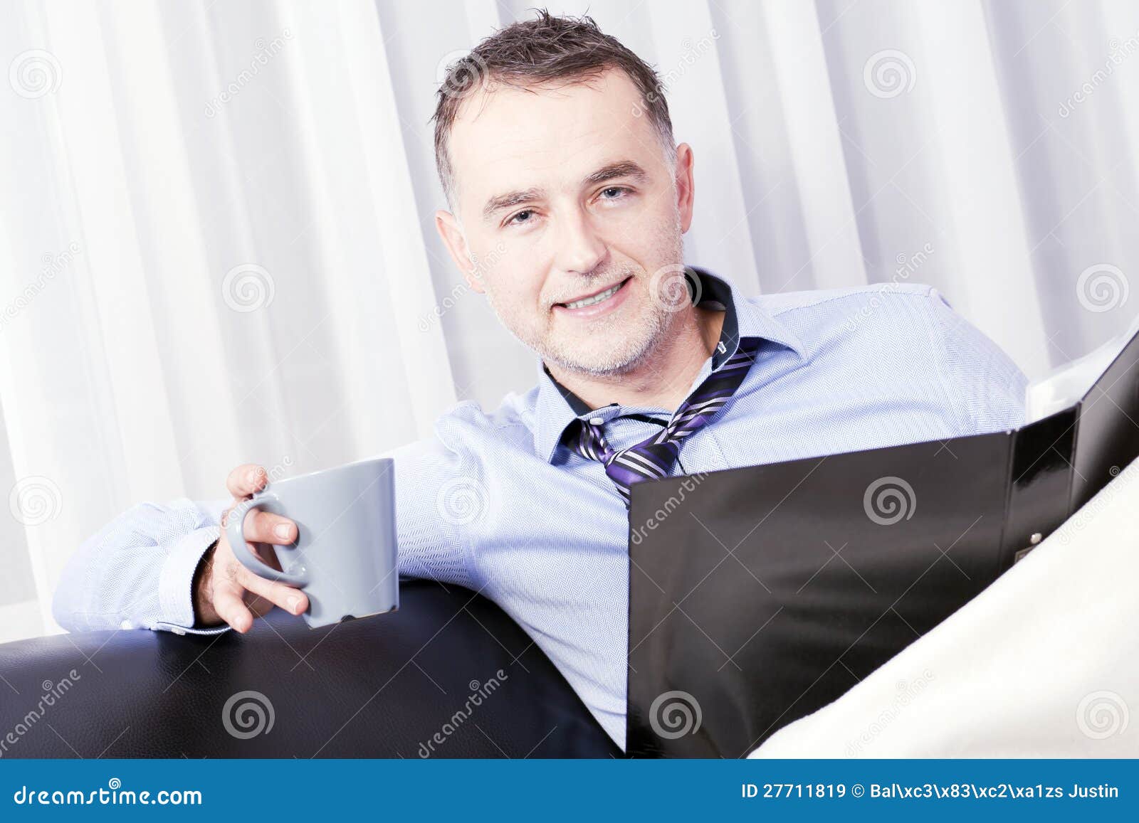 Young Handsome Business Man Working from Home. Stock Image - Image of ...