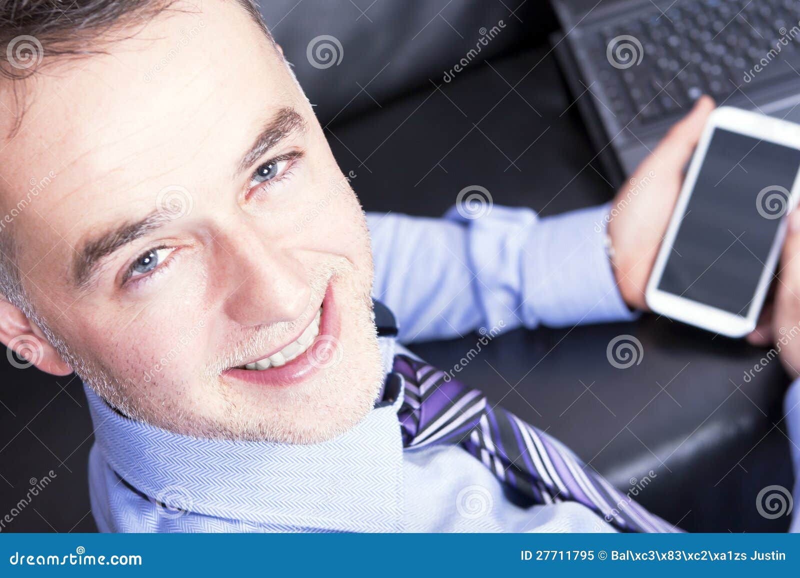 Young Handsome Business Man Working from Office. Stock Image - Image of ...