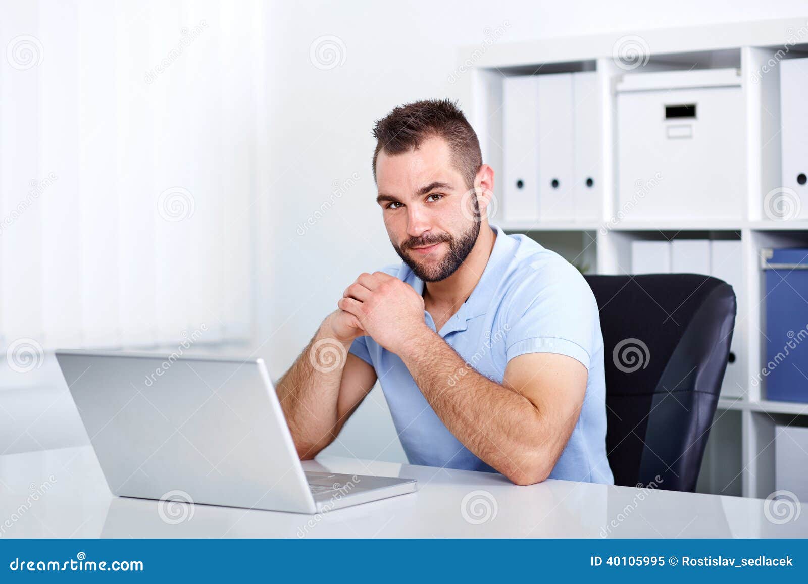 Young Handsome Business Man Working in the Office Stock Image - Image ... Young Handsome Business Man Working in the Office Stock Image - Image ...