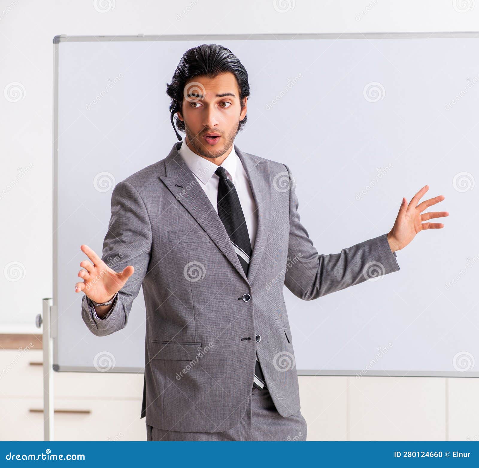 Young Handsome Businessman in Front of Whiteboard Stock Photo - Image ...