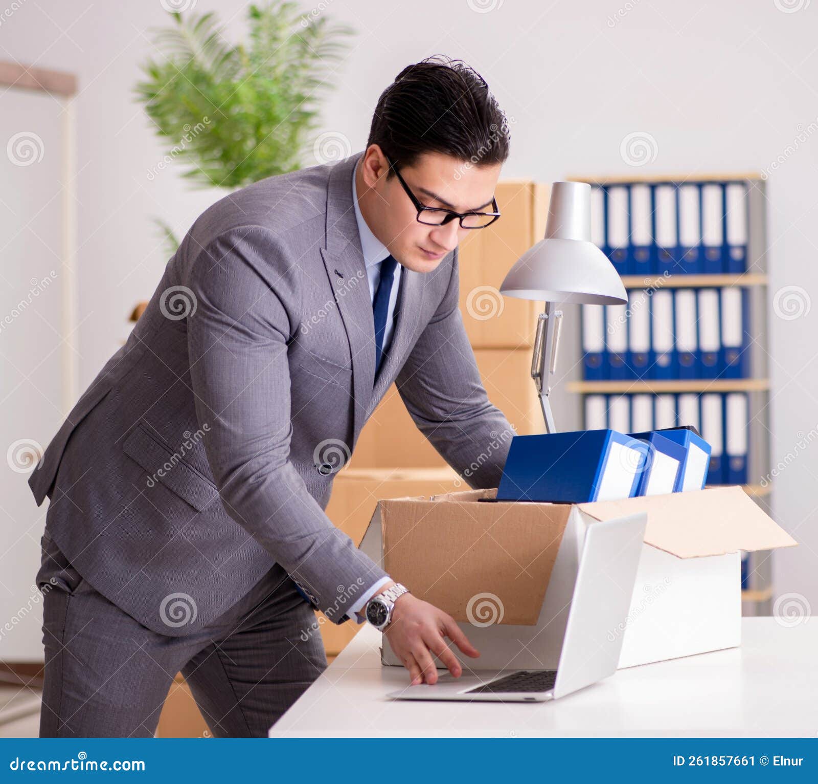 Young Handsome Businessman Moving Offices Stock Image - Image of ...