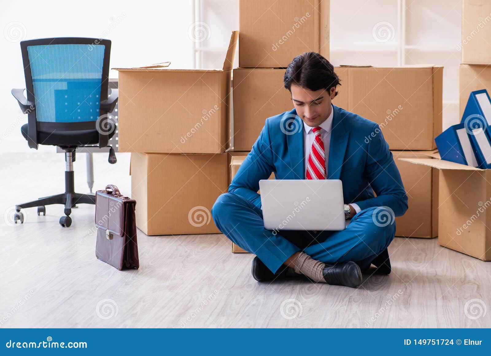 Young Handsome Businessman Moving To New Workplace Stock Photo - Image ...