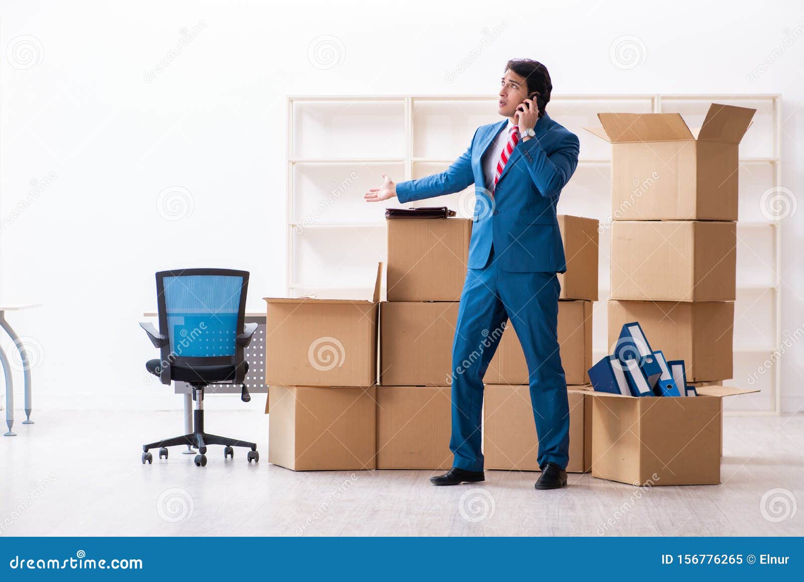Young Handsome Businessman Moving To New Workplace Stock Image - Image ...