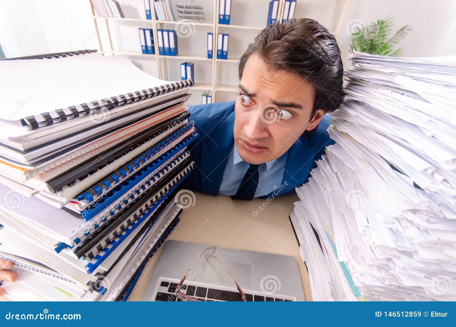 The Young Handsome Businessman Unhappy with Excessive Work Stock Image ...