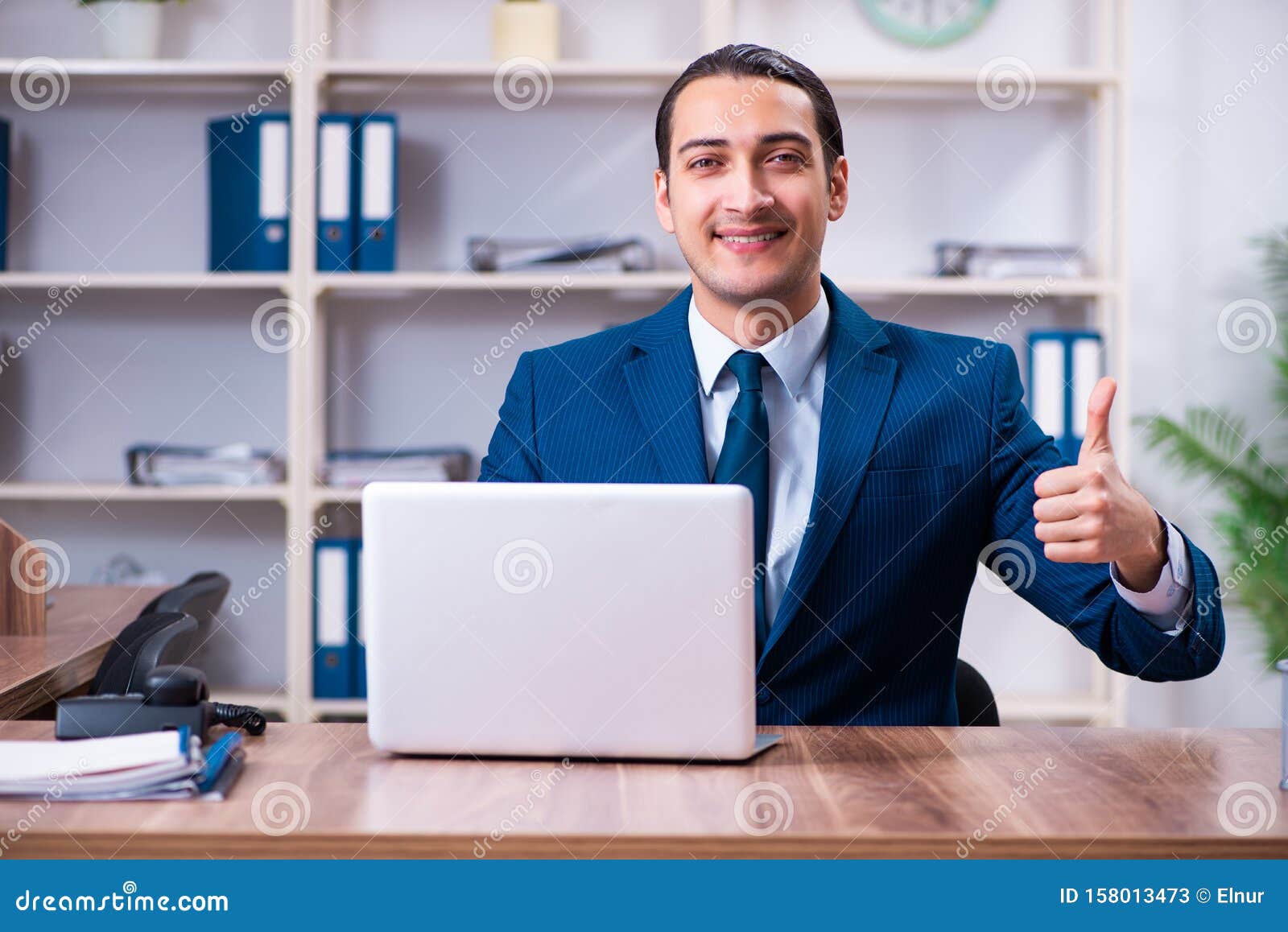 Young Handsome Businessman Working in the Office Stock Image - Image of ...