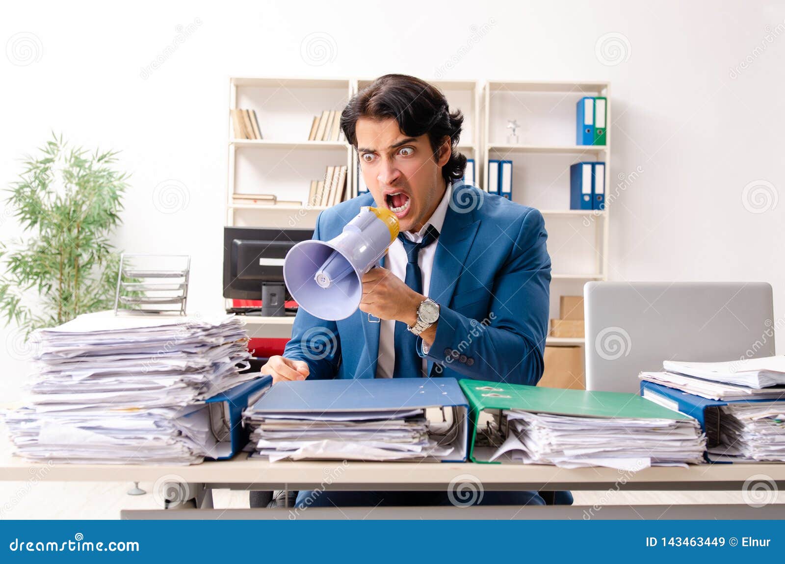 The Young Handsome Busy Employee Sitting in Office Stock Image - Image ...