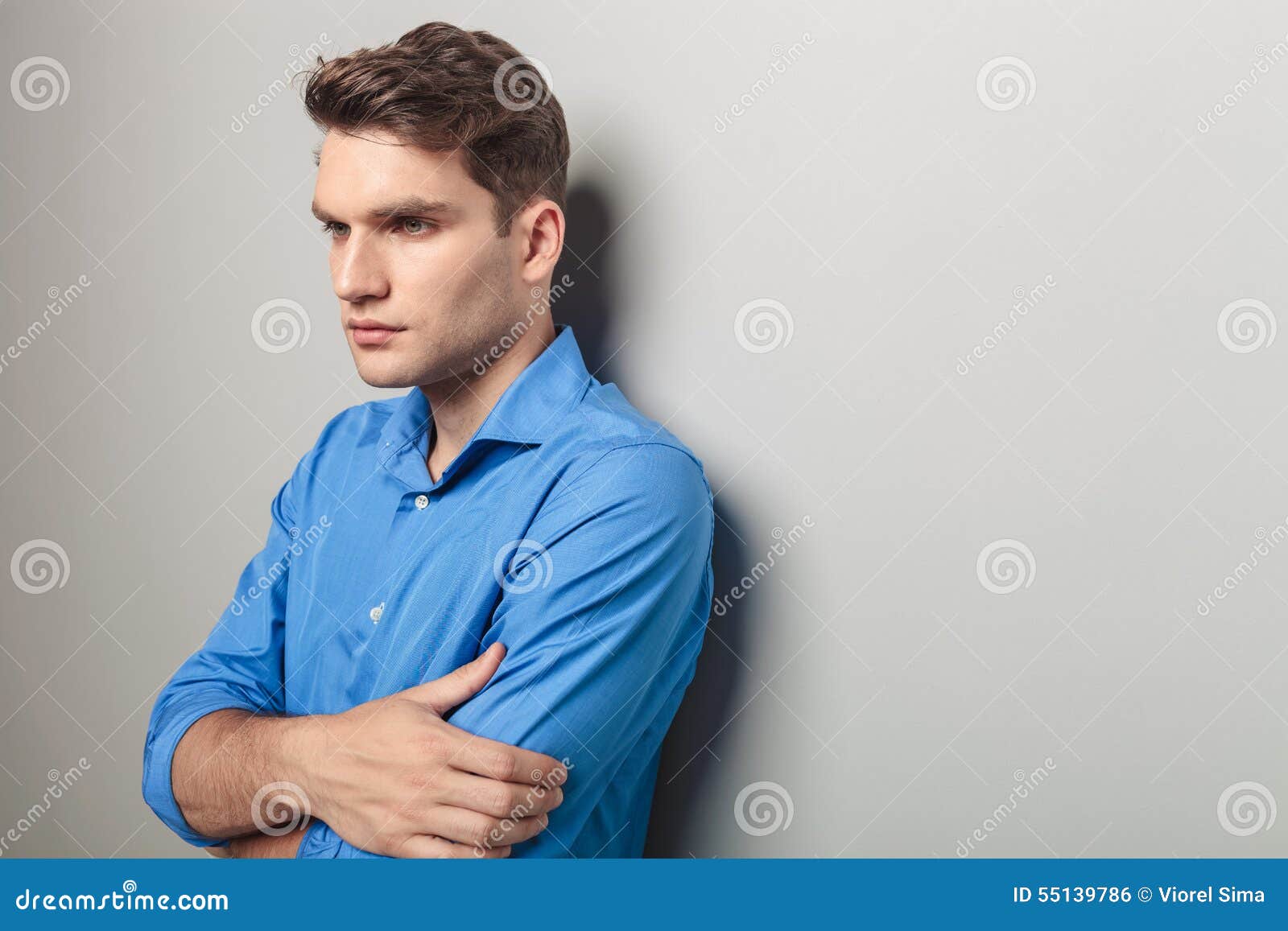 Young Handsome Casual Man Looking Away Stock Photo - Image of crossed ...