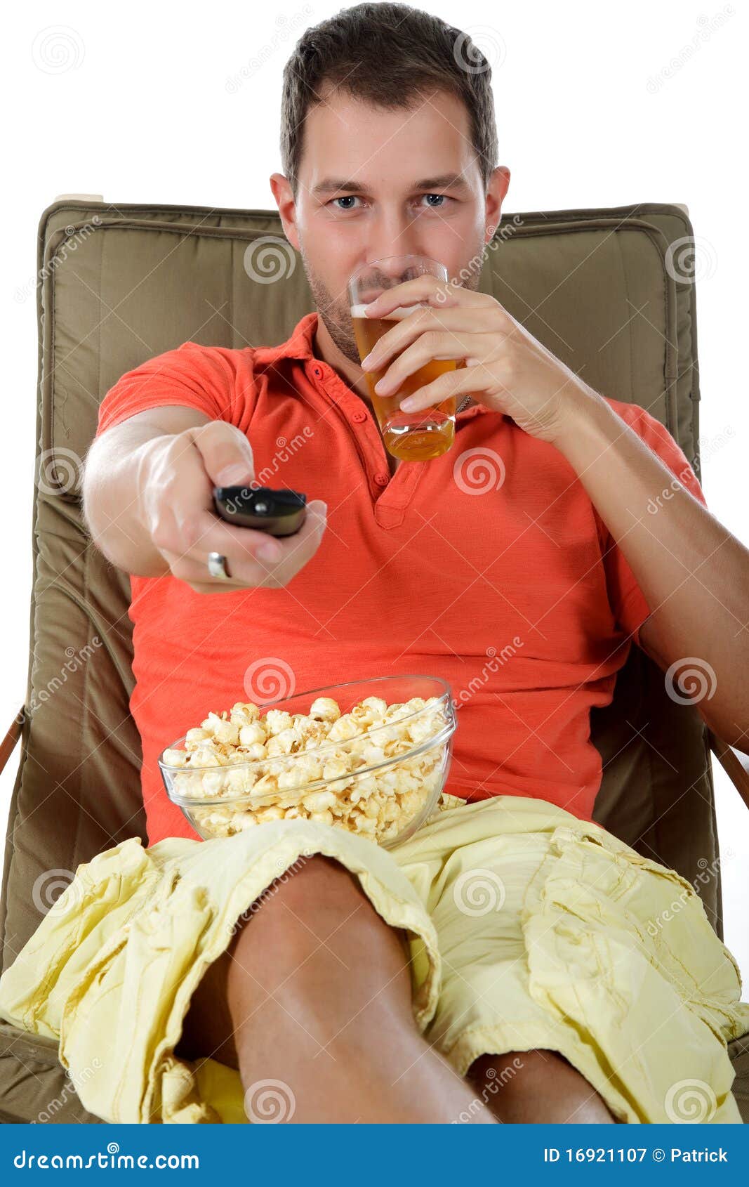 Young Handsome Caucasian Man, Remote Control Stock Image - Image of ...
