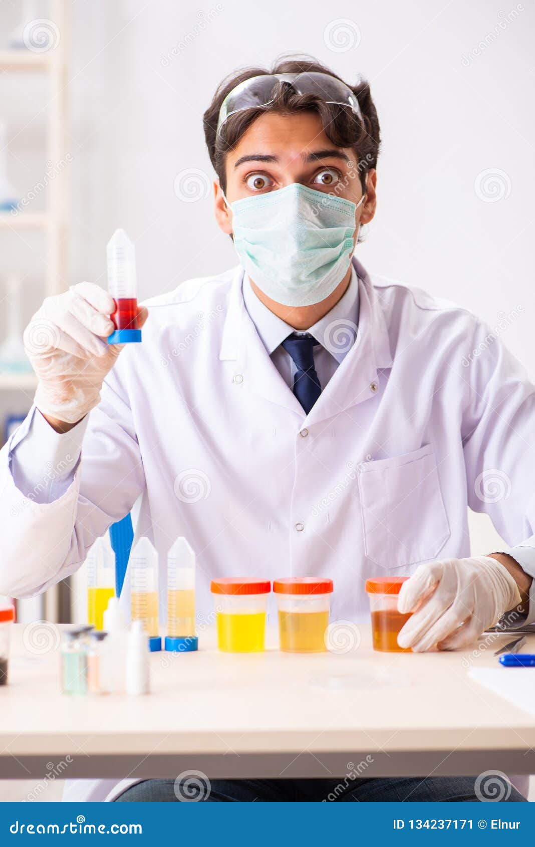 The Young Handsome Chemist Working in the Lab Stock Image - Image of ...