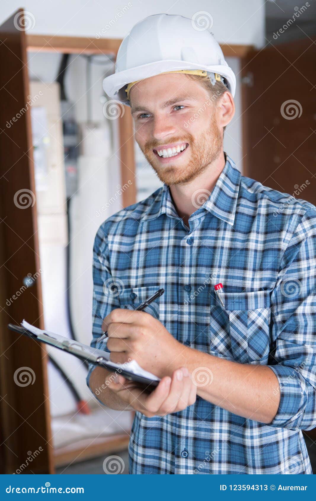Young Handsome Construction Manager Stock Image - Image of paper ...