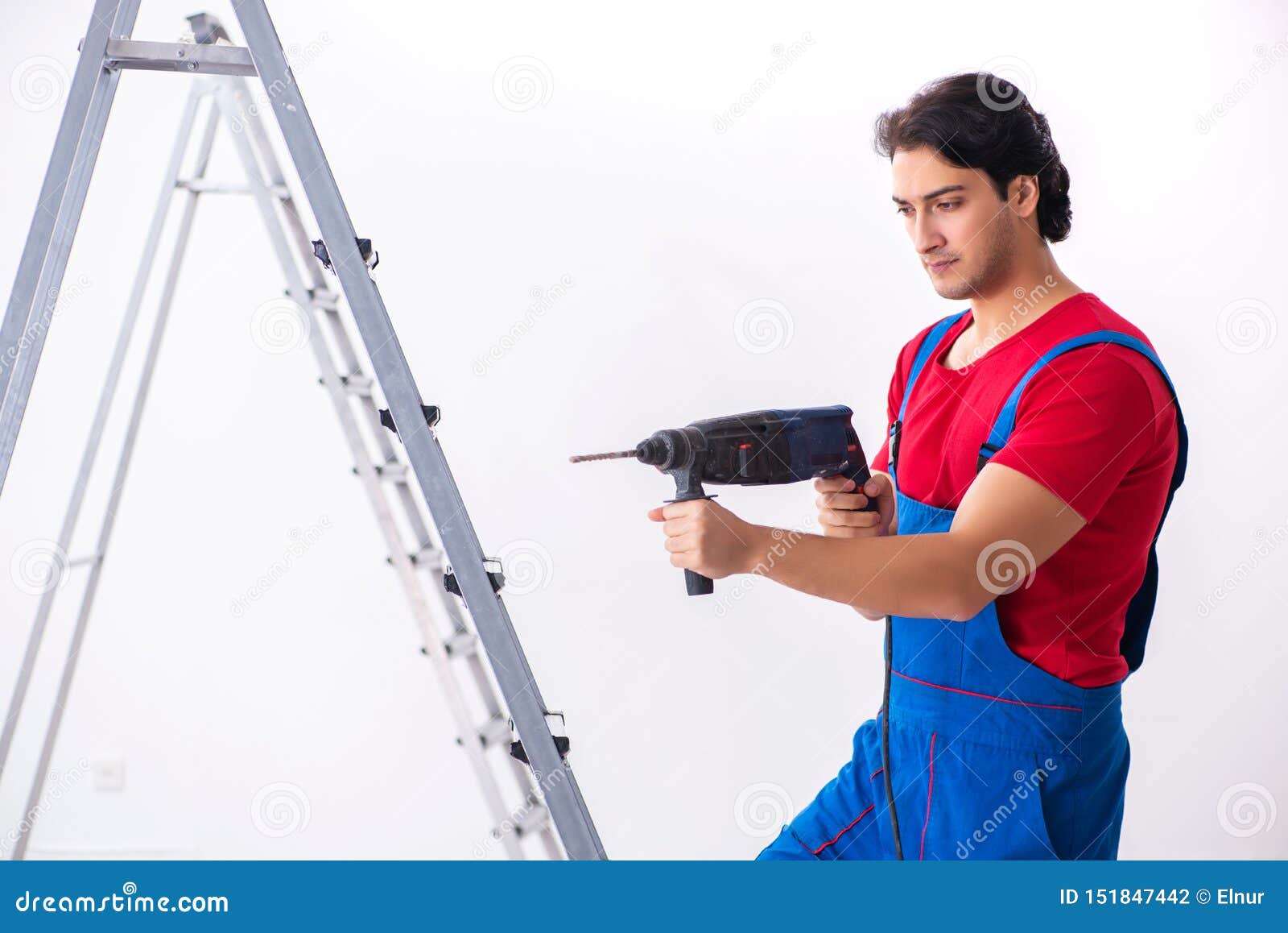 Young Handsome Contractor Working Indoors Stock Photo - Image of ...