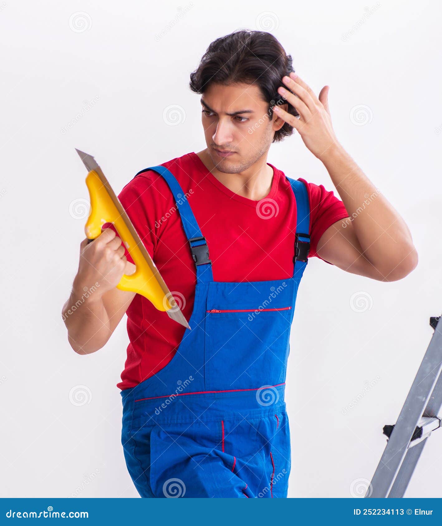 Young Handsome Contractor Working Indoors Stock Image - Image of ...
