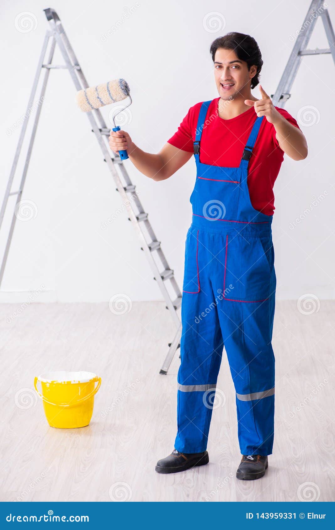 The Young Handsome Contractor Working Indoors Stock Image - Image of ...
