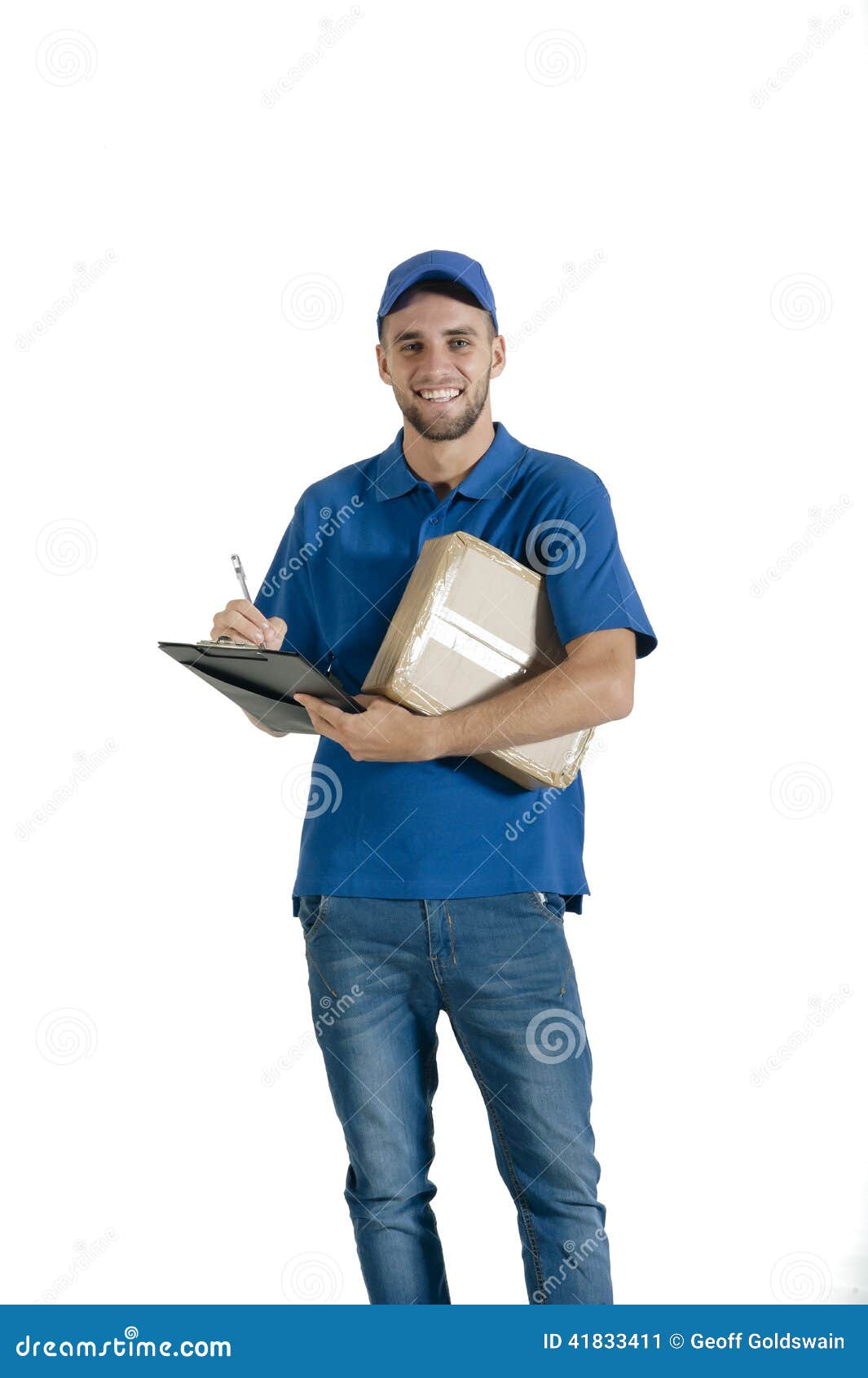 Young Handsome Courier Guy Making Delivery of a Parcel Stock Image ...