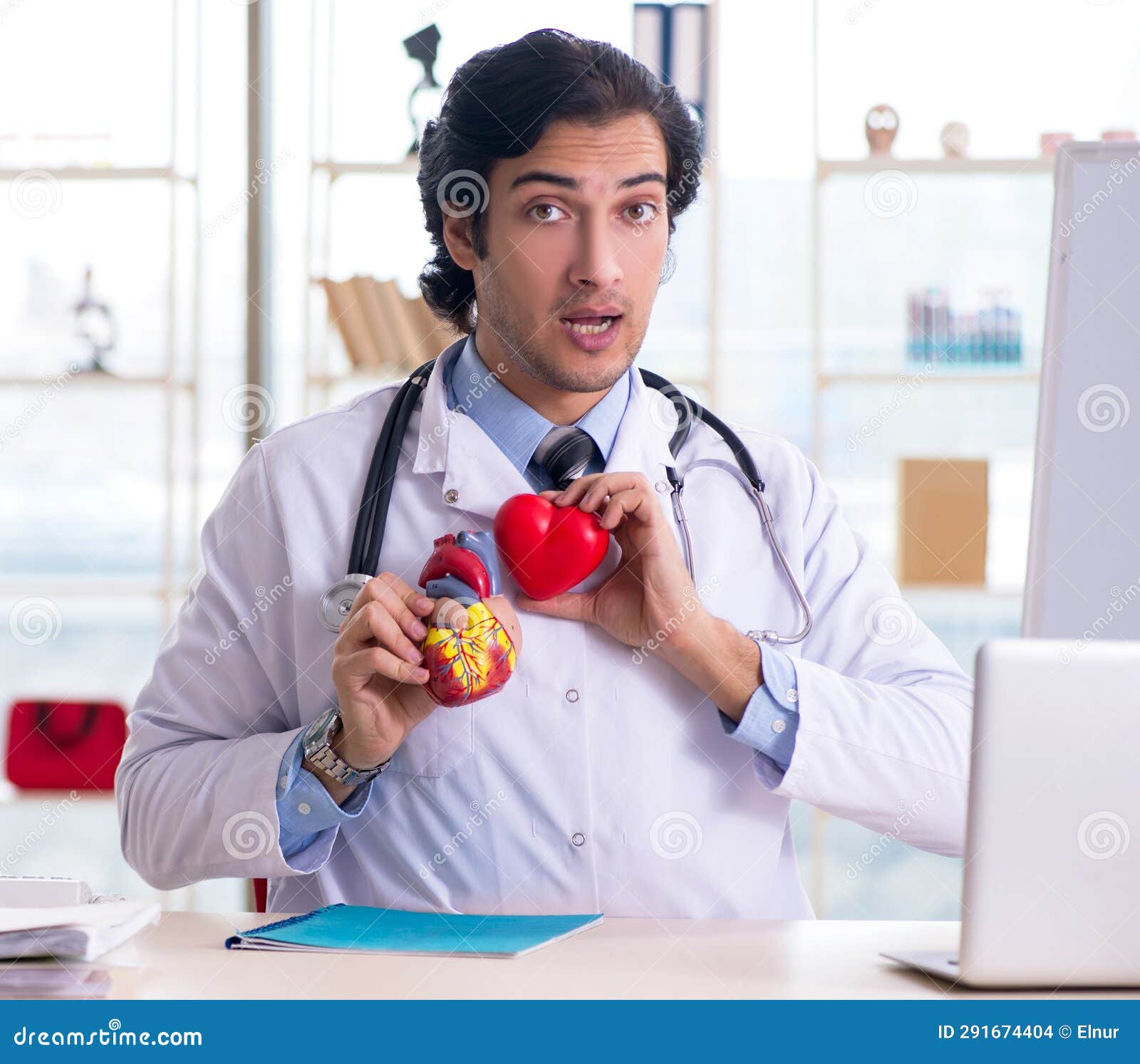 Young Handsome Doctor Cardiologist in Front of Whiteboard Stock Photo ...