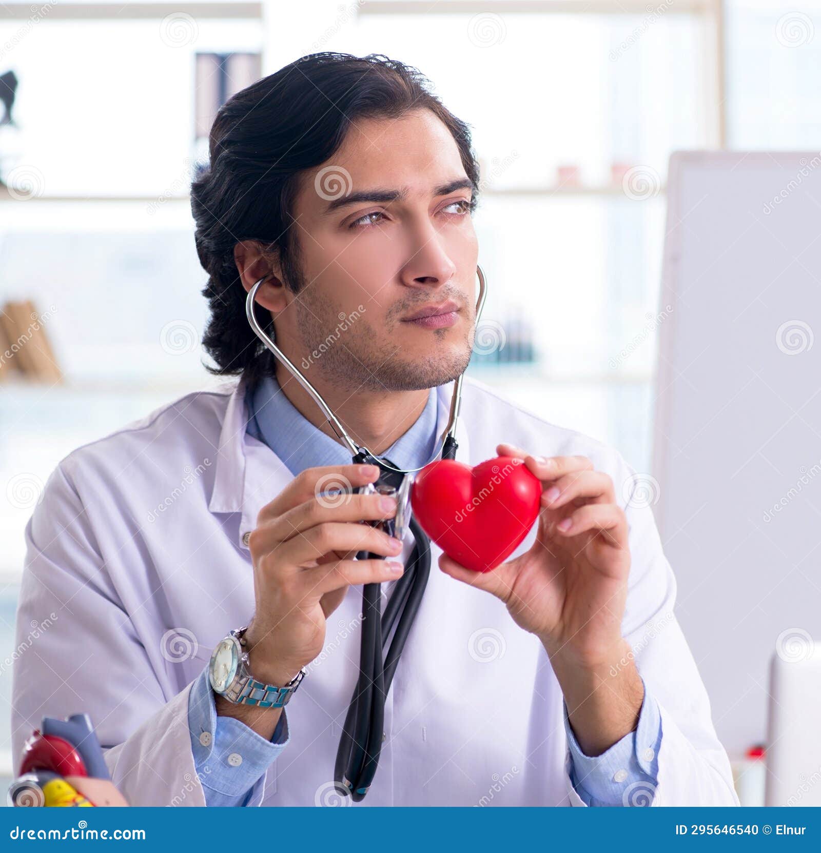Young Handsome Doctor Cardiologist in Front of Whiteboard Stock Photo ...